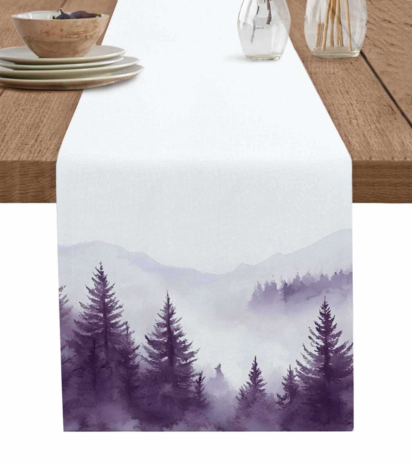 Boanket Purple Mist Forest Table Runner - 36 Inch Long, Kitchen Dining ...