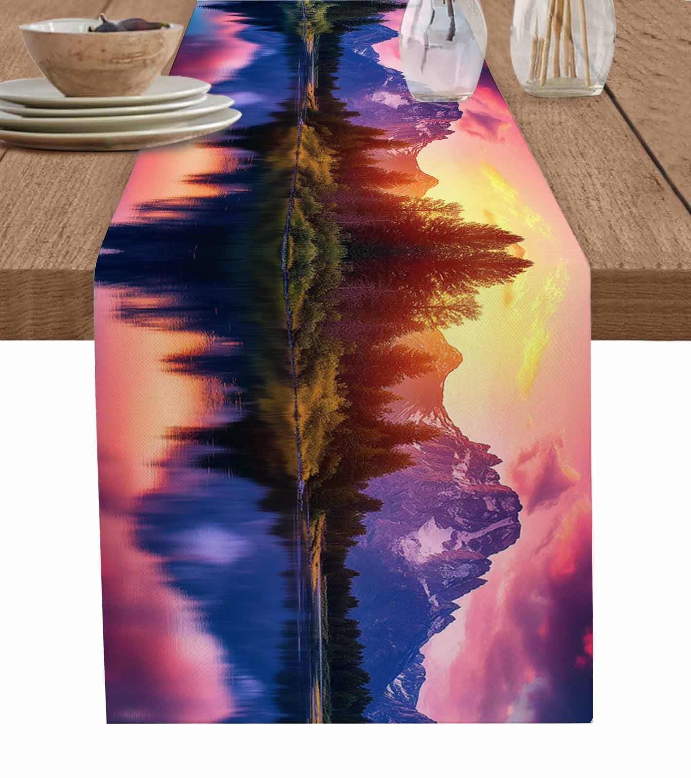 Boanket Purple Mountain Table Runner - 90 Inch Long, Kitchen Dining ...
