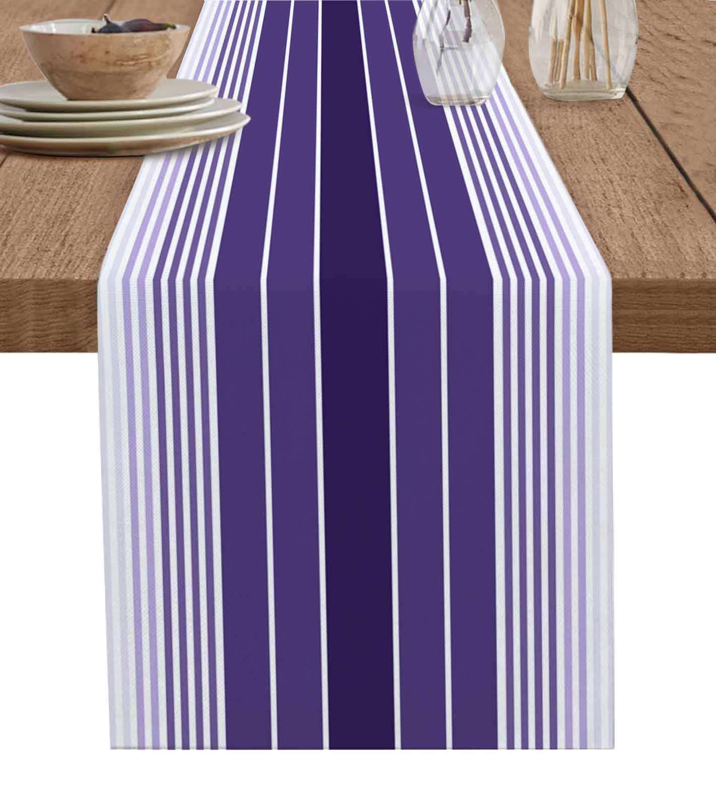 Boanket Purple Ombre Stripe Table Runner - 48 Inch Long, Kitchen Dining ...