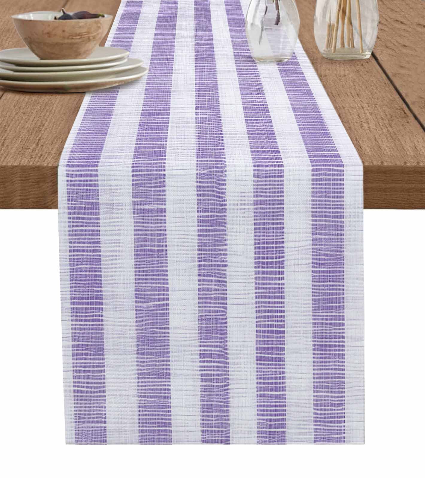 Boanket Purple Stripes Table Runner - 48 Inch Long, Kitchen Dining ...