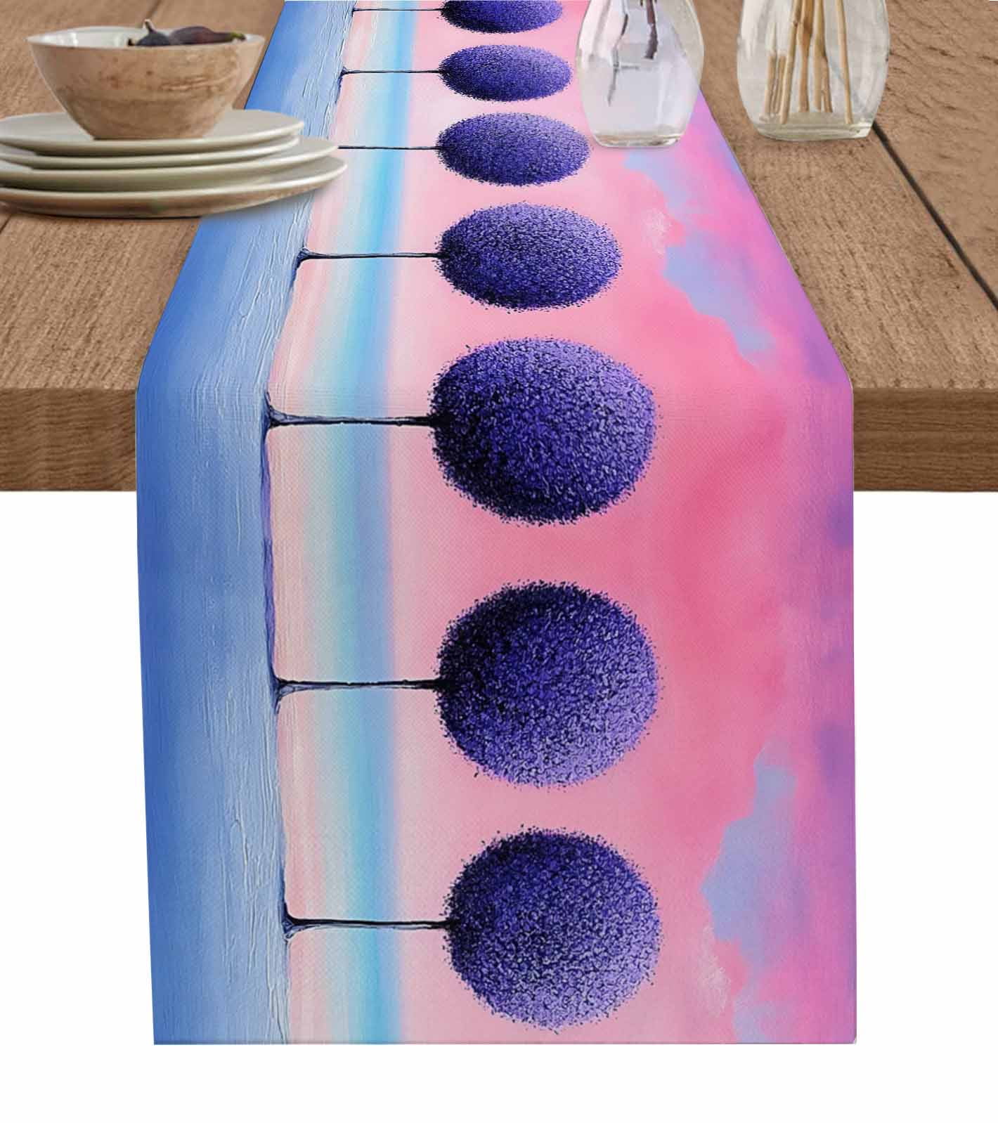 Boanket Purple Trees Table Runner - 72 Inch Long, Kitchen Dining Table Runner Dresser Scarves ...