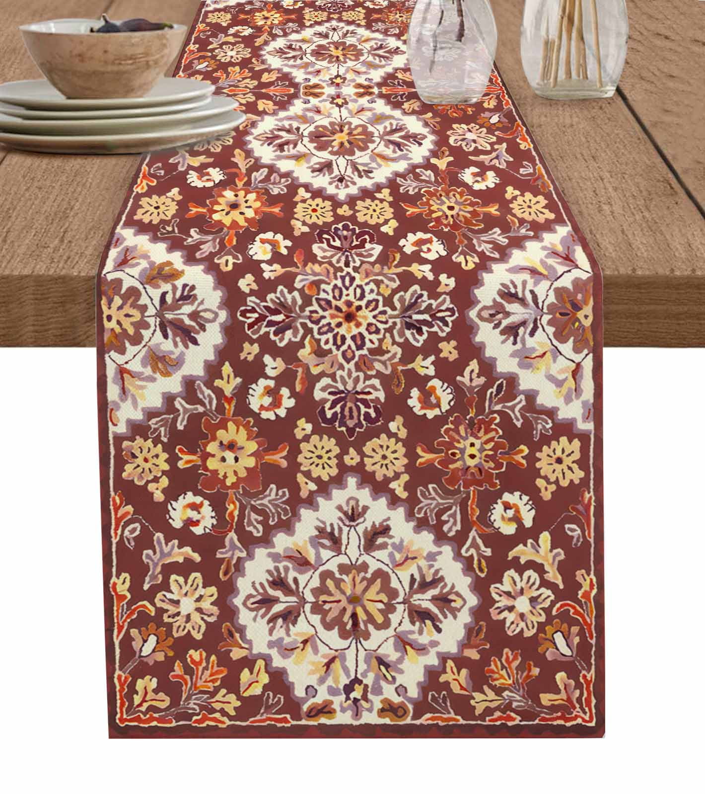 Boanket Red Boho Ethnic Table Runner - 70 Inch Long, Kitchen Dining ...