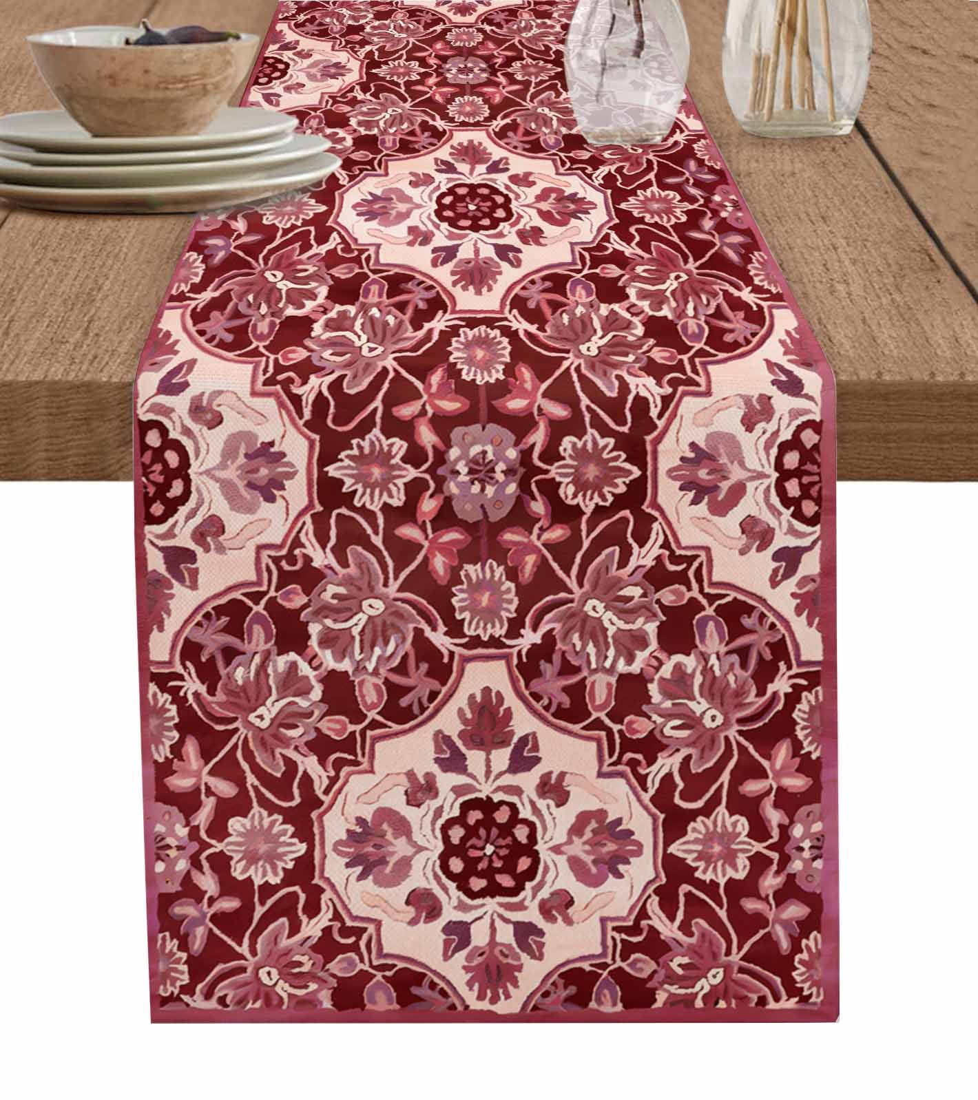 Boanket Red Boho Table Runner - 72 Inch Long, Kitchen Dining Table ...
