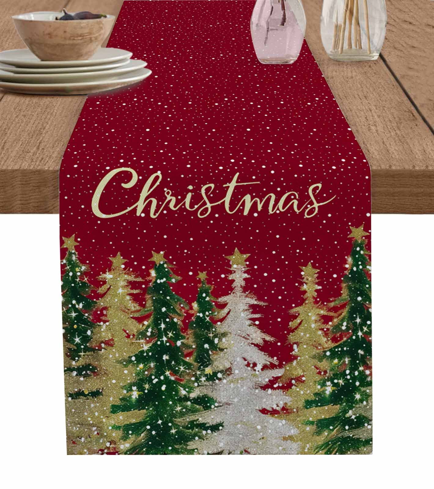Boanket Red Christmas Table Runner - 108 Inch Long, Kitchen Dining ...