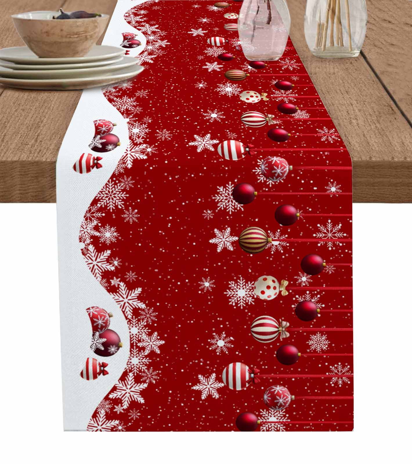 Boanket Red Christmas Table Runner - 120 Inch Long, Kitchen Dining ...