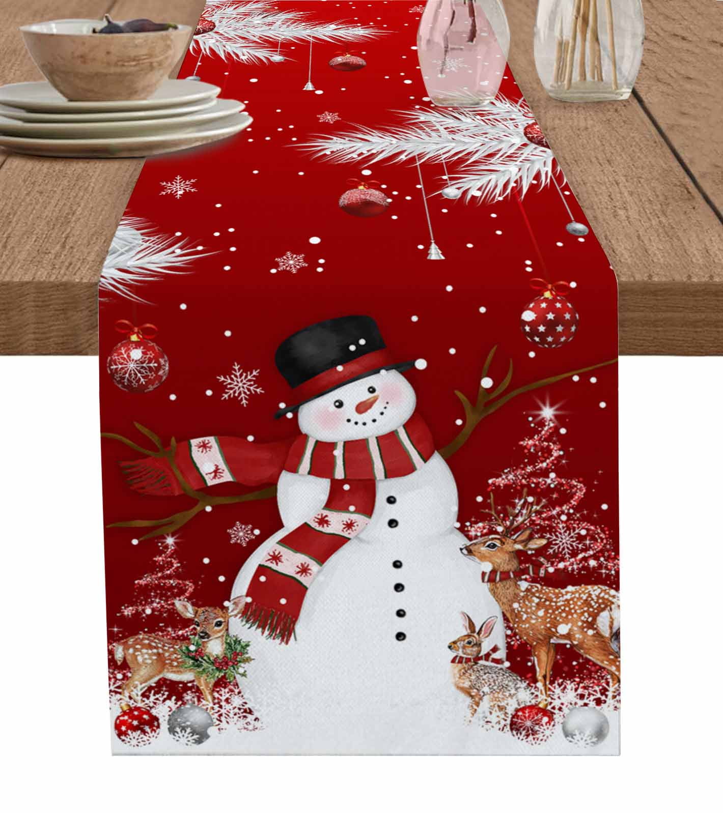 Boanket Red Christmas Table Runner - 90 Inch Long, Kitchen Dining Table ...