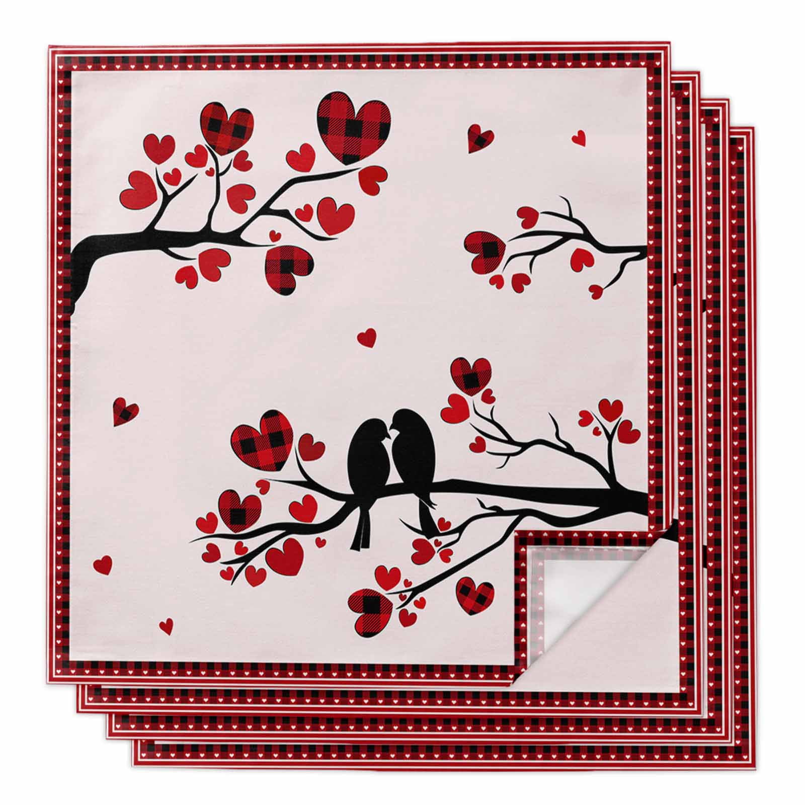 Boanket Red Love-Bird, Cloth Napkins Set of 4, Holiday Napkins for Baby ...