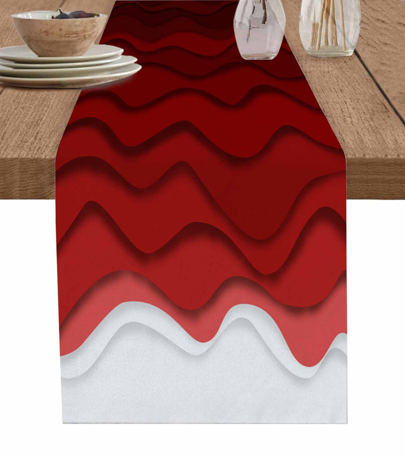Boanket Red Ombre Stripes Table Runner - 120 Inch Long, Kitchen Dining Table Runner Dresser ...