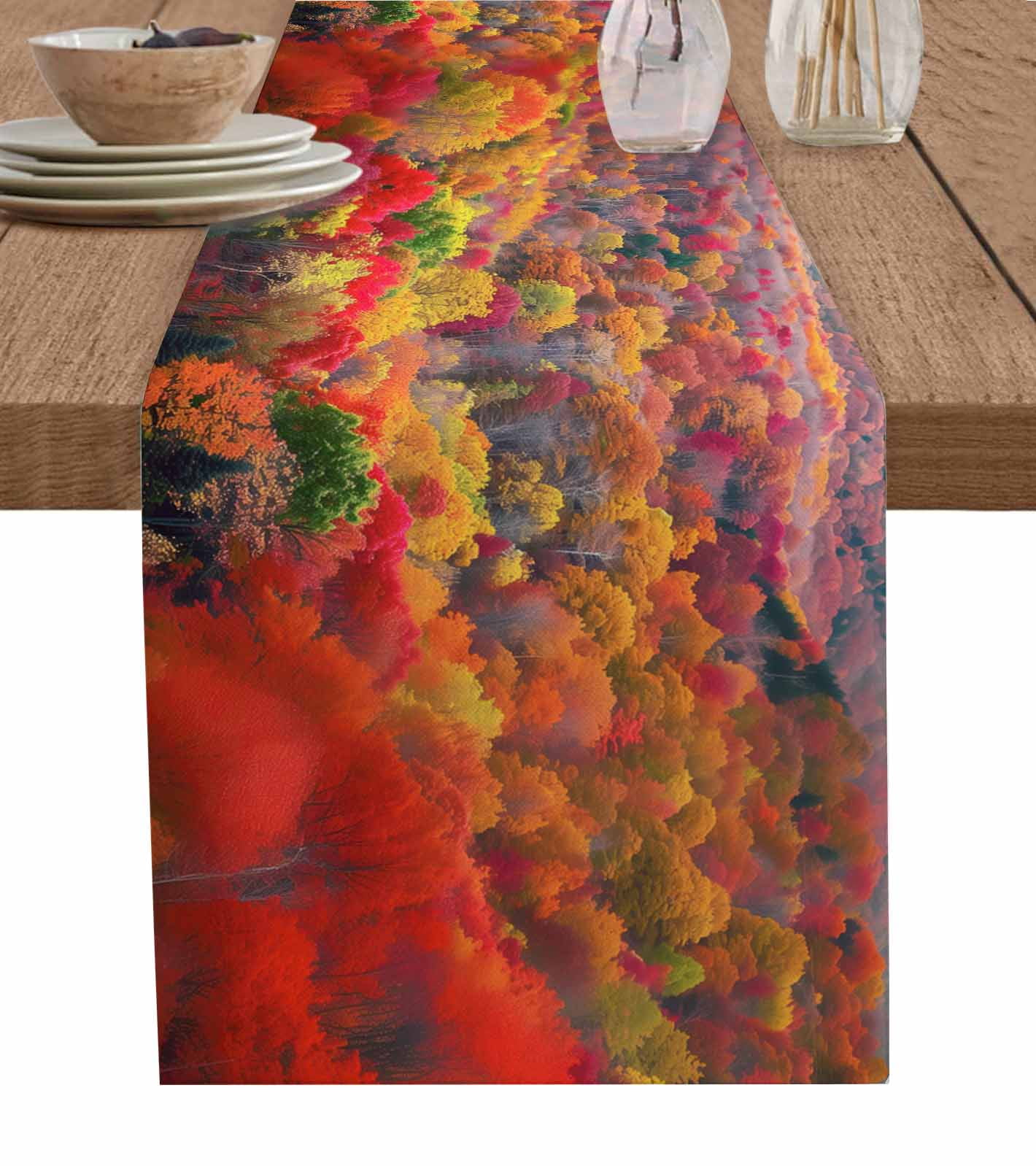 Boanket Red Orange Green Forest Table Runner - 120 Inch Long, Kitchen ...
