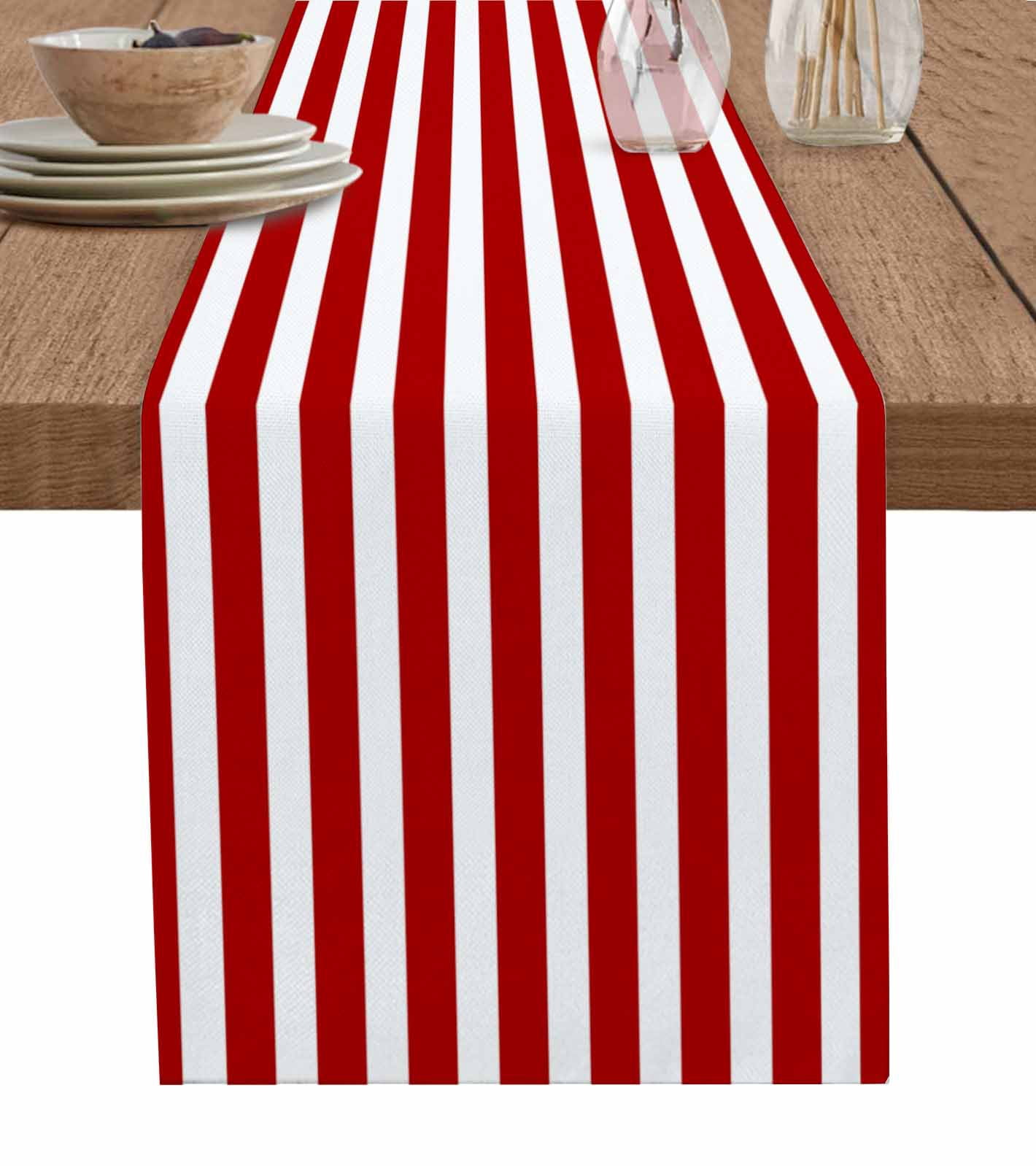 Boanket Red Striped Table Runner - 48 Inch Long, Kitchen Dining Table ...