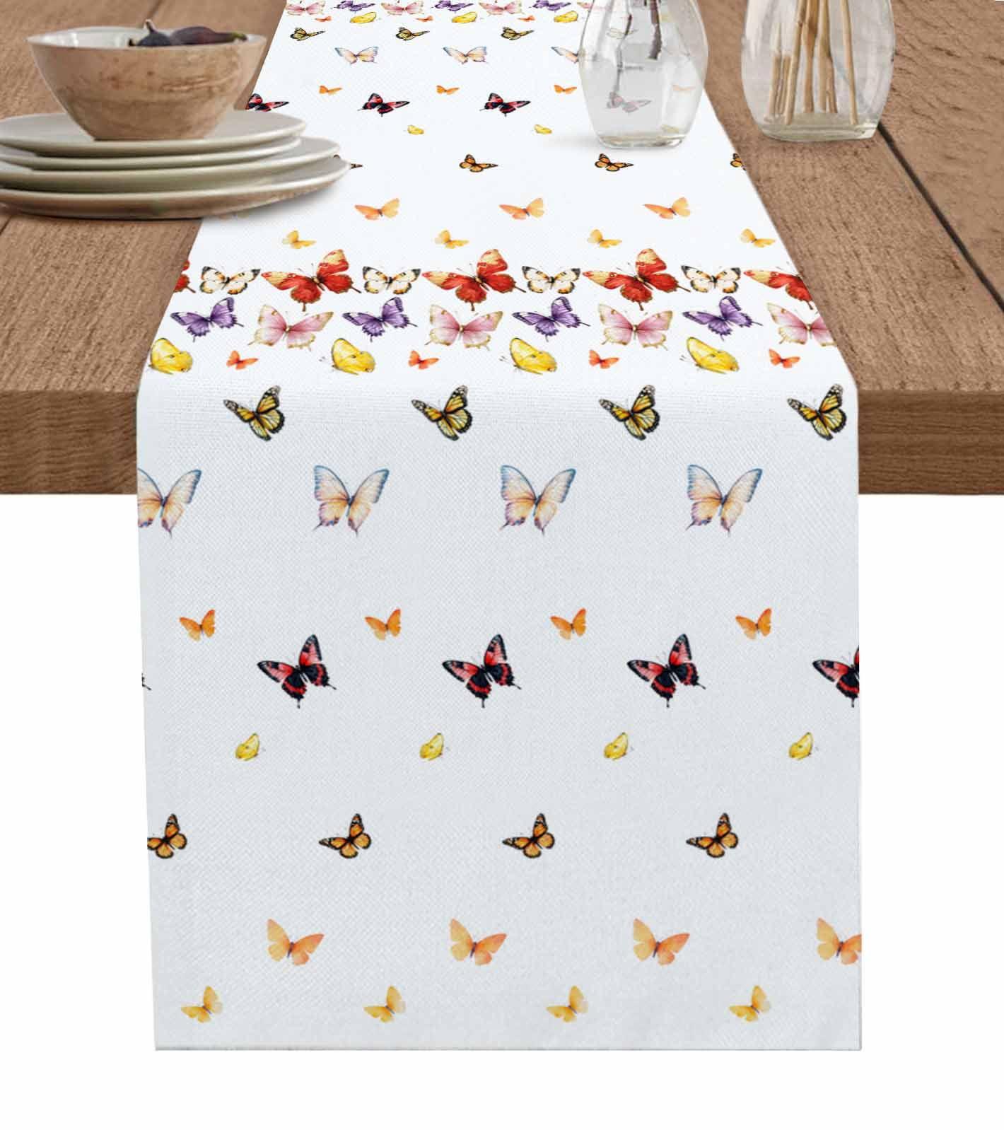 Boanket Red Yellow Butterfly Table Runner - 108 Inch Long, Kitchen ...