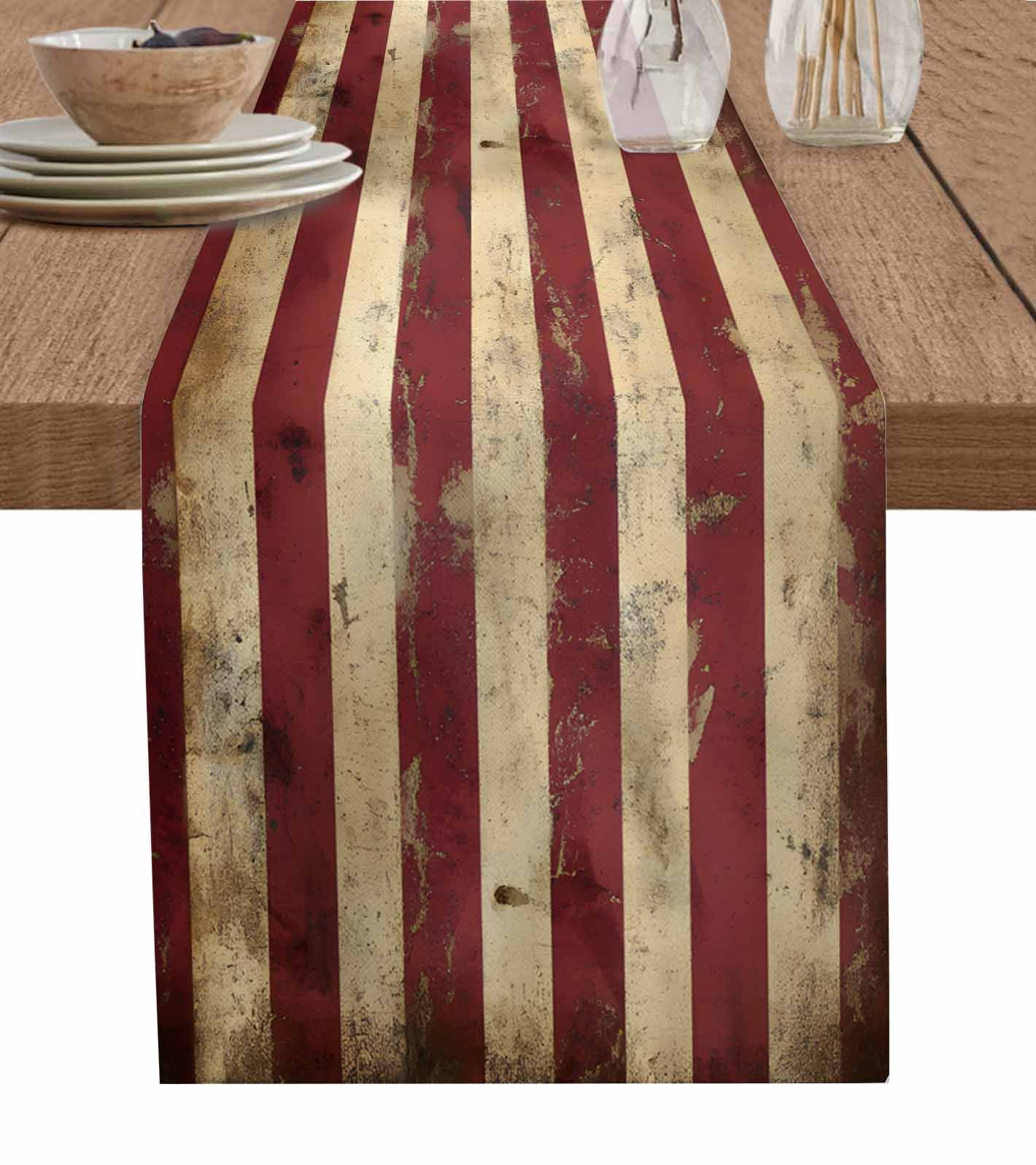 Boanket Retro American Flag Table Runner - 48 Inch Long, Kitchen Dining ...
