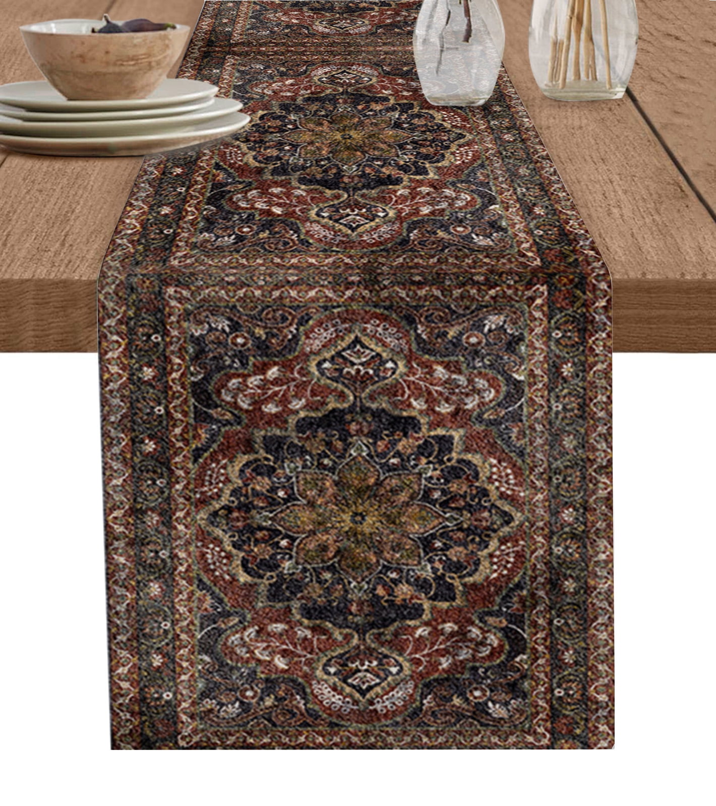 Boanket Retro Boho Table Runner - 36 Inch Long, Kitchen Dining Table ...