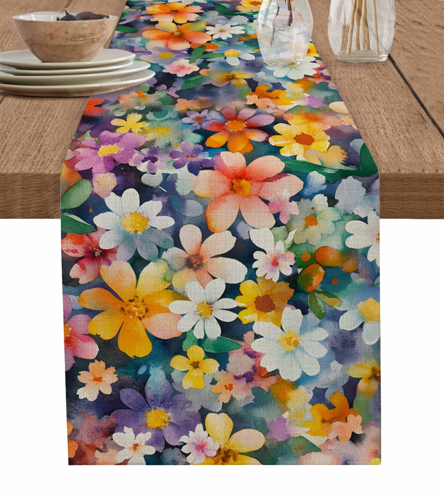 Boanket Retro Spring Wildflowers Table Runner - 90 Inch Long, Kitchen ...