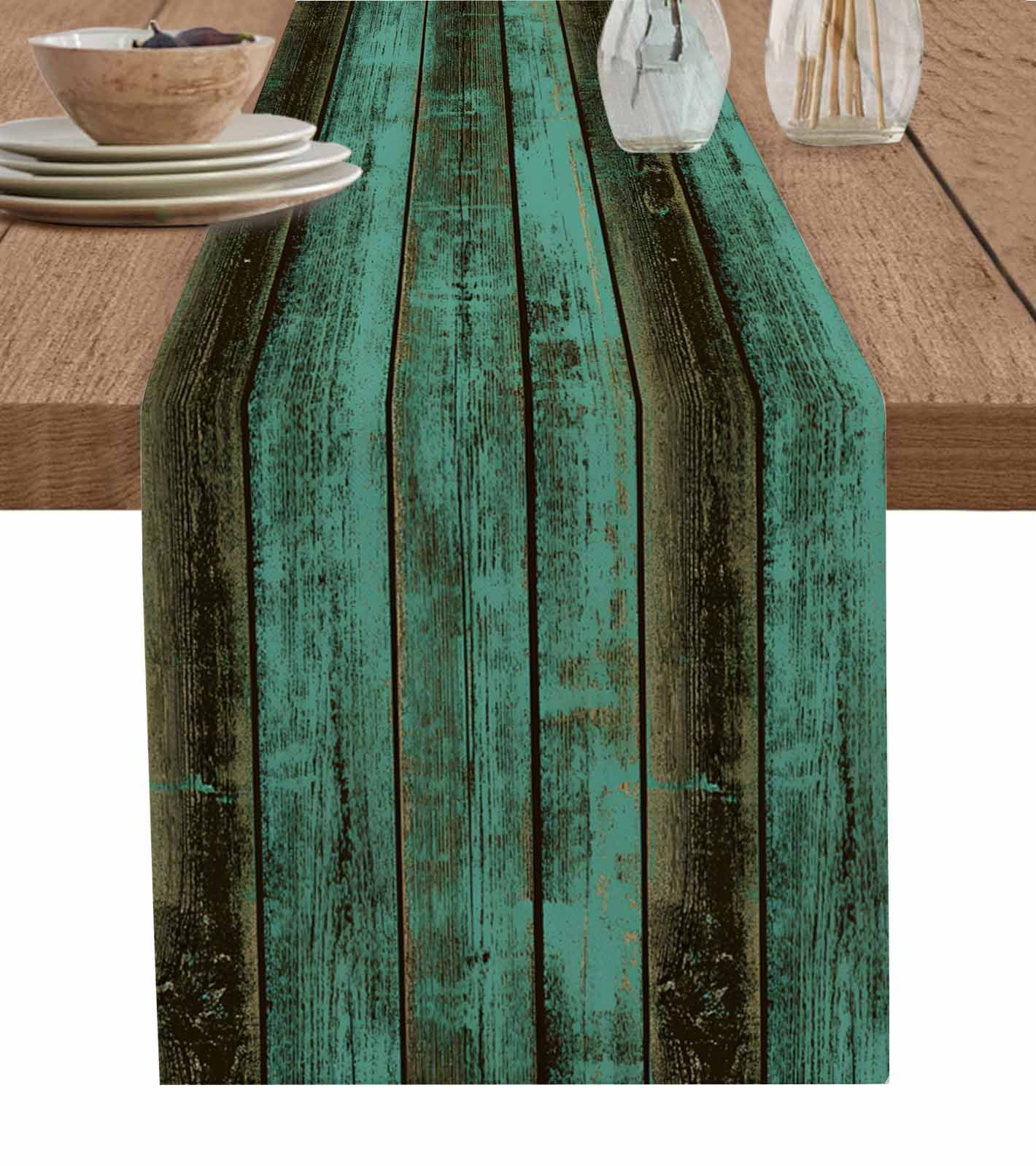 Boanket Retro Wood Grain Table Runner - 108 Inch Long, Kitchen Dining ...