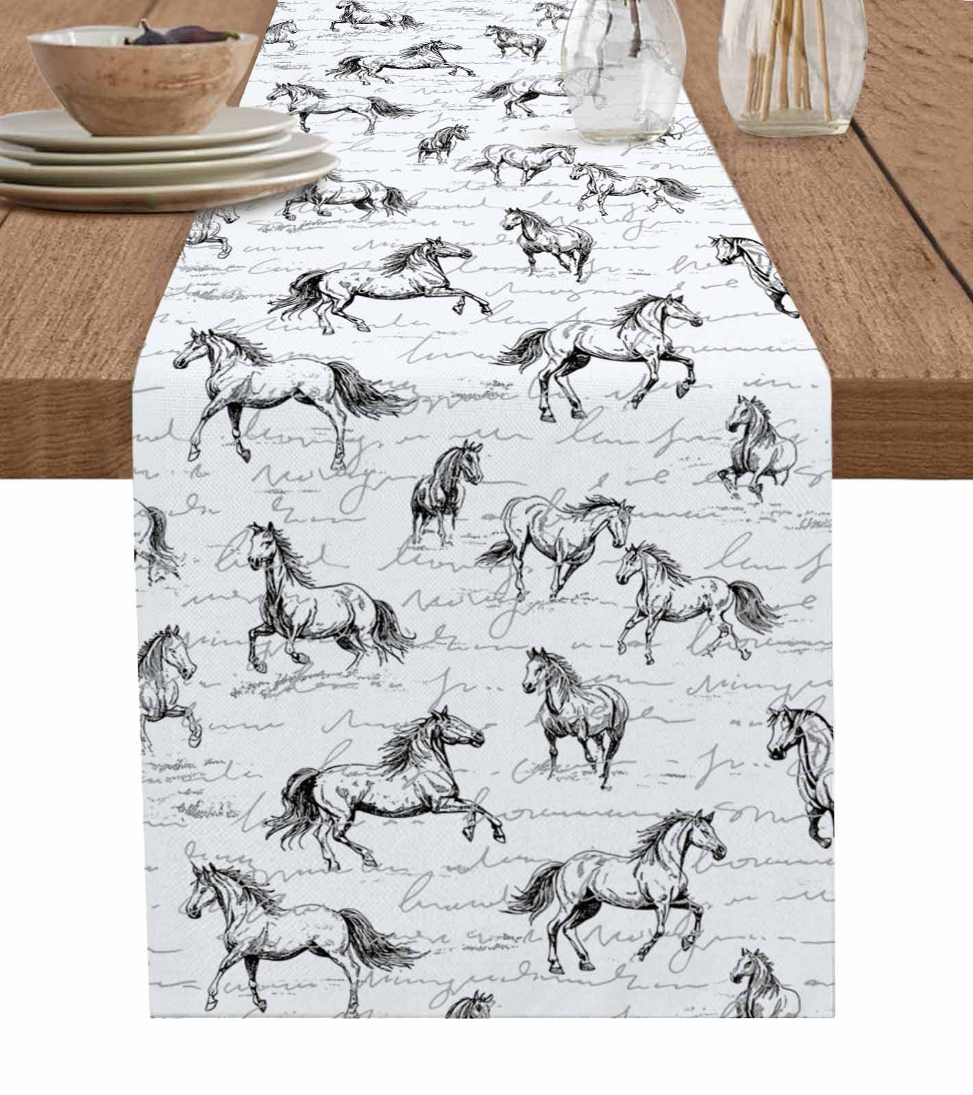 Boanket Running Horse Table Runner - 90 Inch Long, Kitchen Dining Table ...