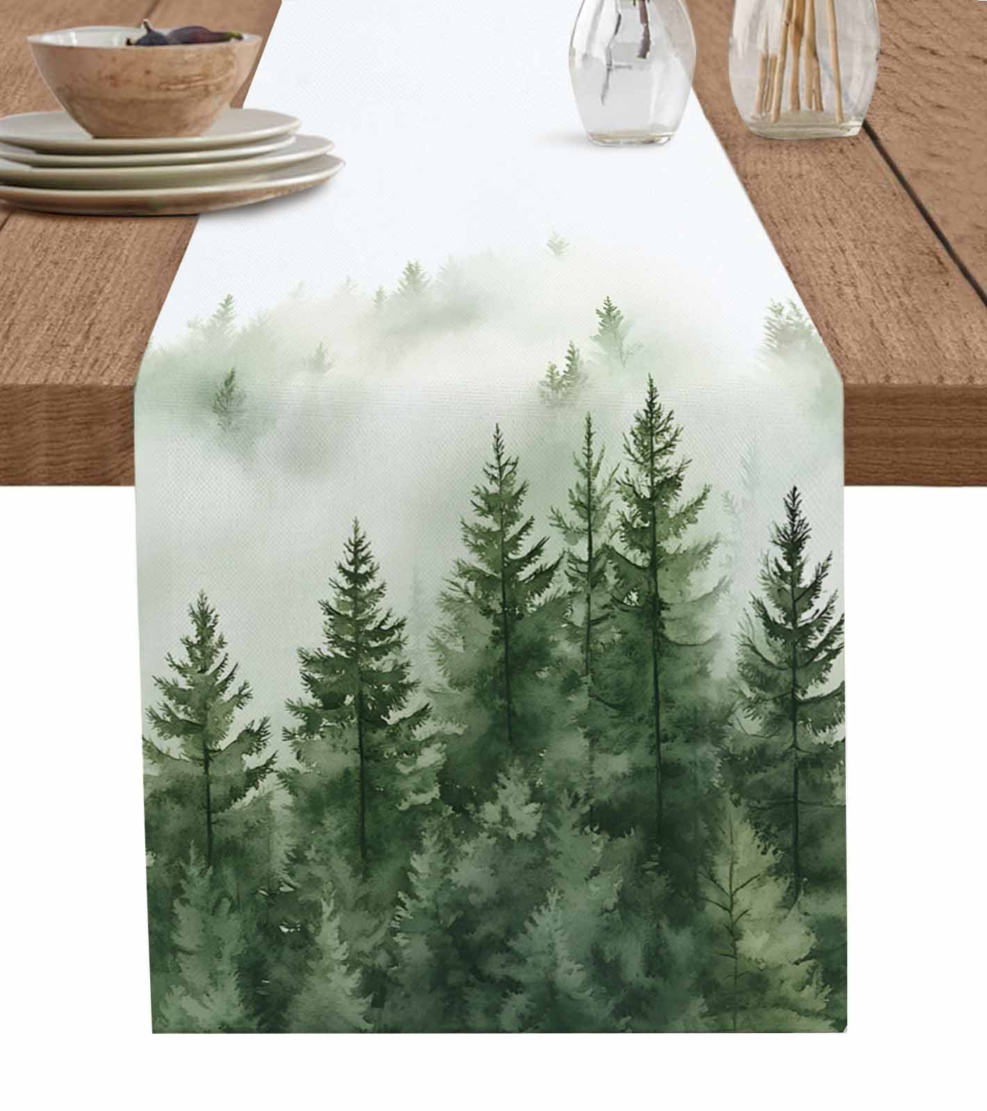 Boanket Rustic Mist Forest Table Runner - 108 Inch Long, Kitchen Dining ...