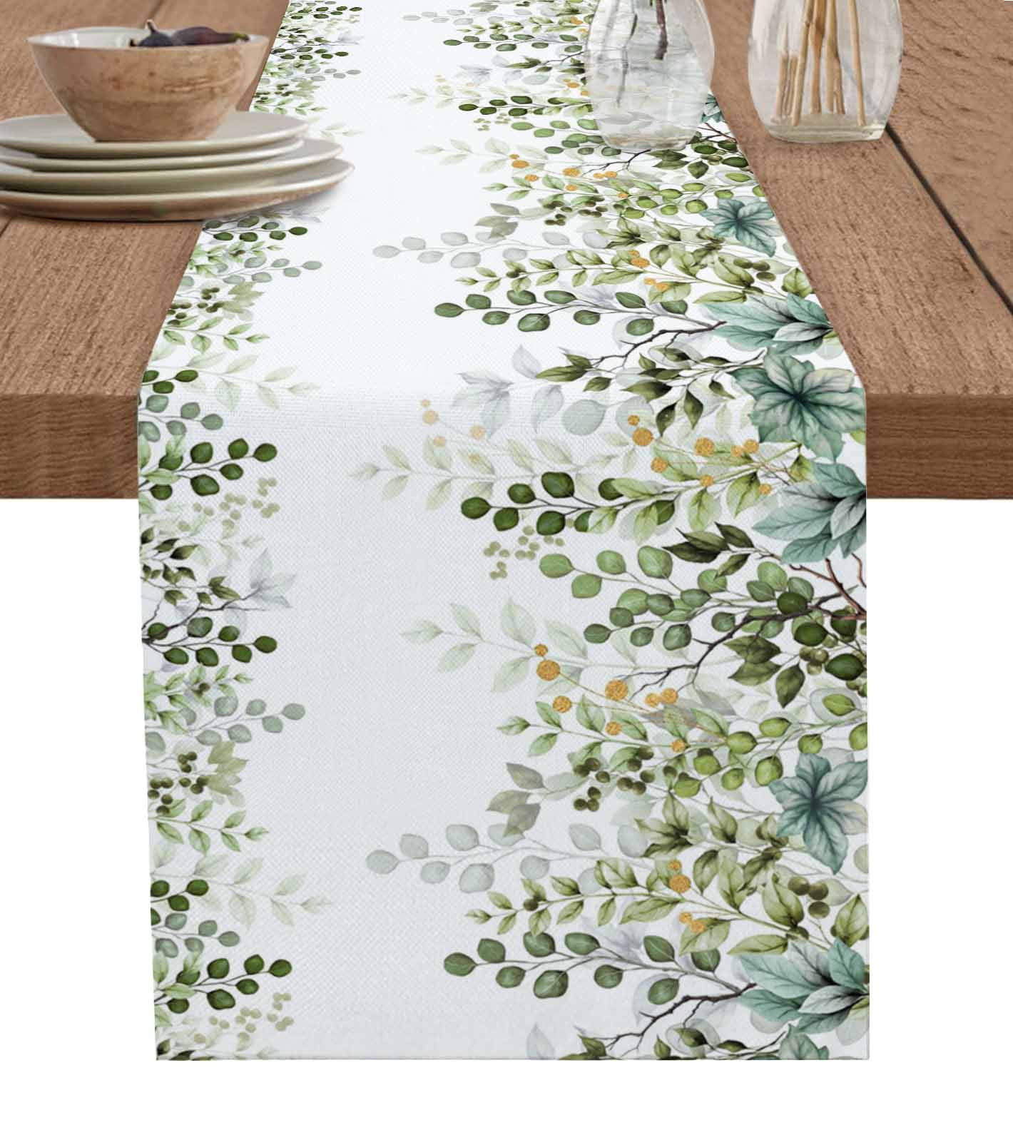 Boanket Sage Eucalyptus Table Runner - 108 Inch Long, Kitchen Dining ...