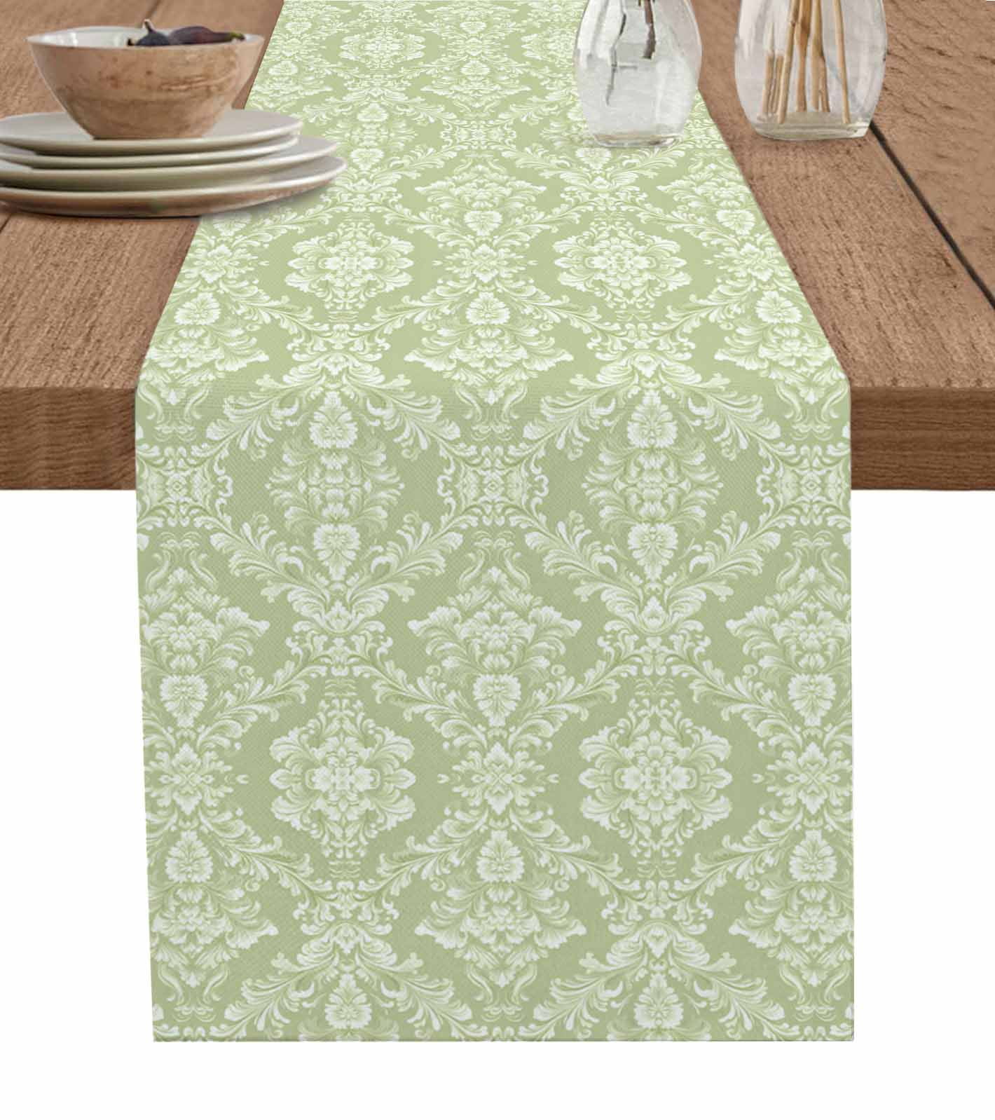 Boanket Sage Green Boho Floral Table Runner - 48 Inch Long, Kitchen ...