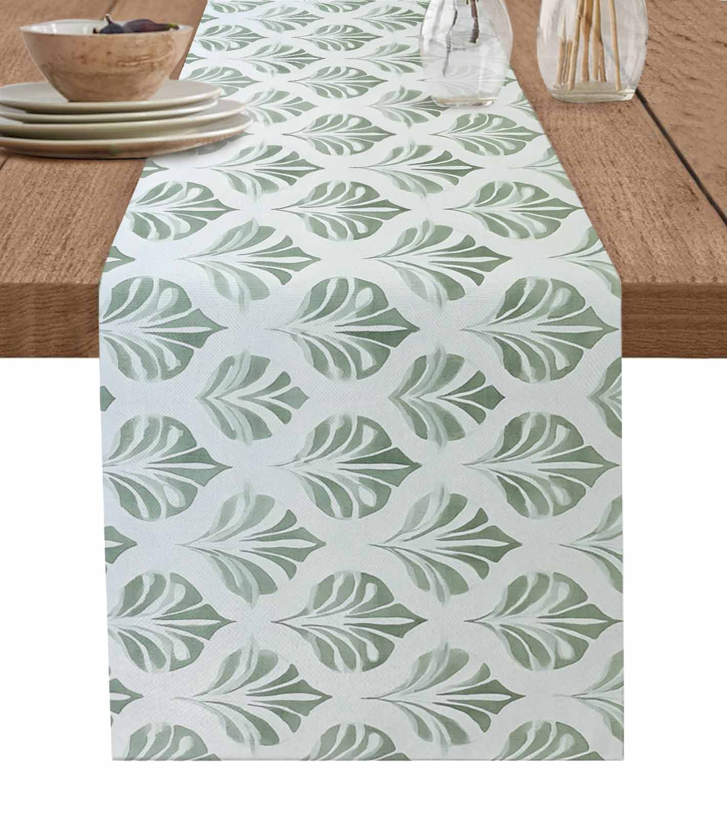 Boanket Sage Green Botanical Table Runner - 60 Inch Long, Kitchen ...