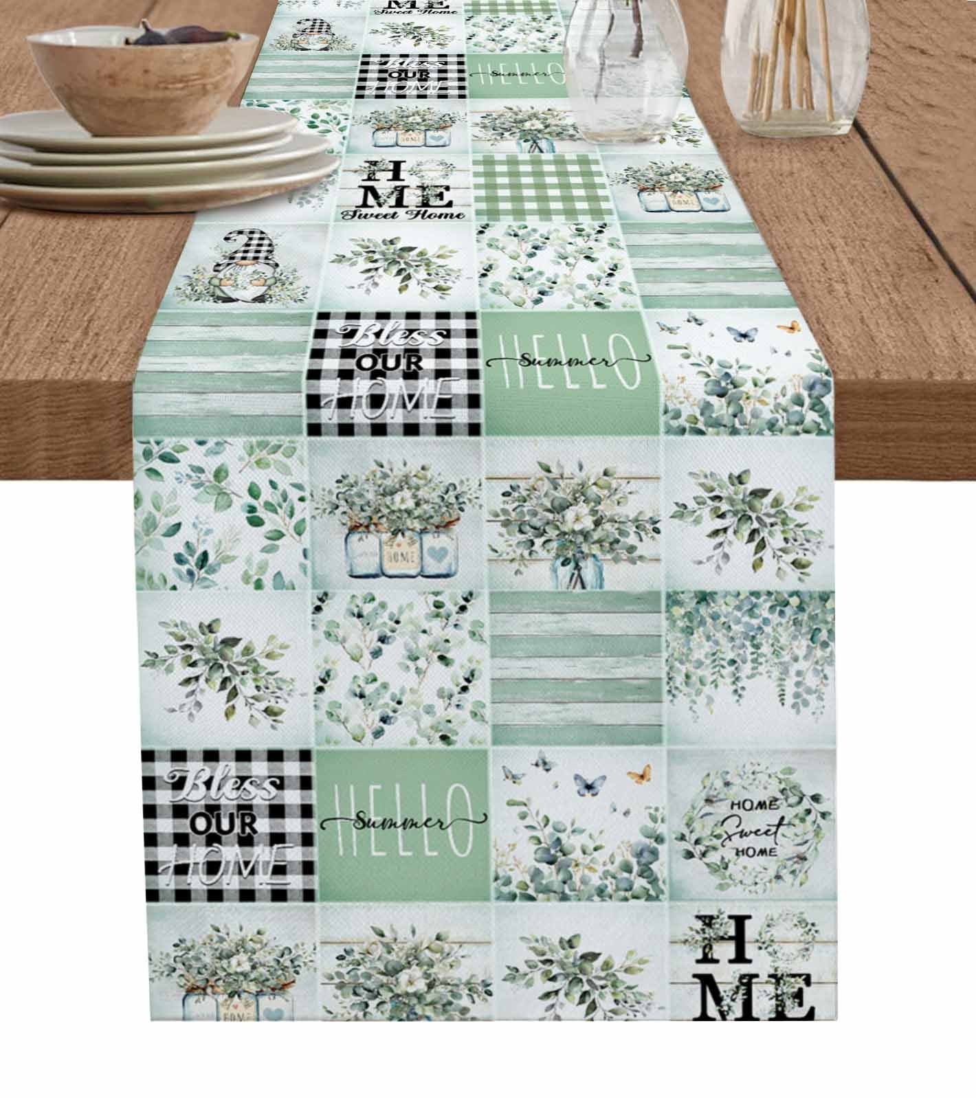 Boanket Sage Green Coastal Table Runner - 90 Inch Long, Kitchen Dining ...