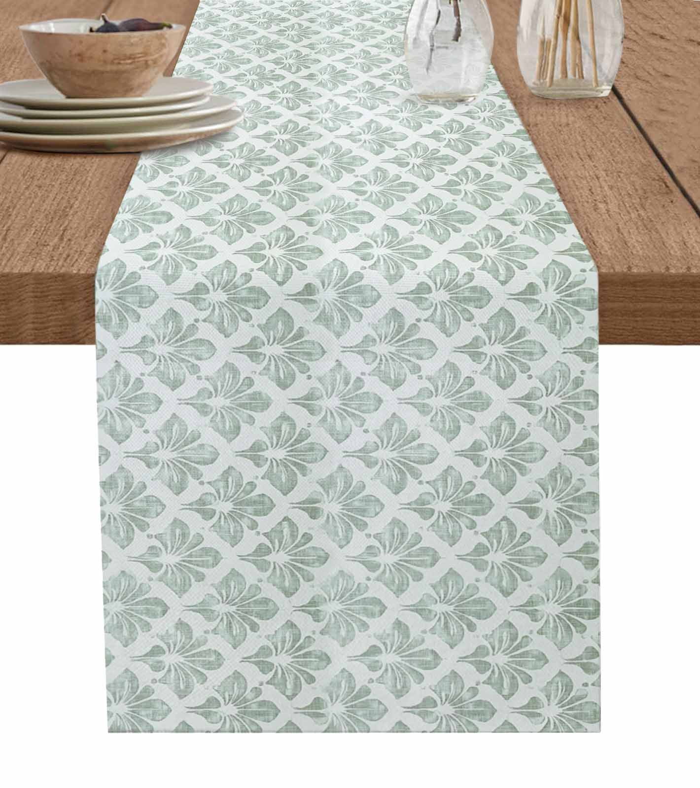 Boanket Sage Green Geometric Table Runner - 108 Inch Long, Kitchen ...