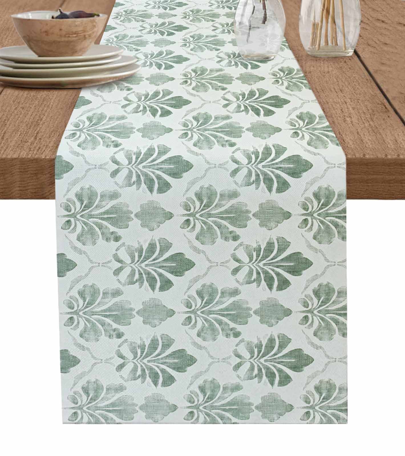 Boanket Sage Green Geometric Table Runner - 72 Inch Long, Kitchen ...