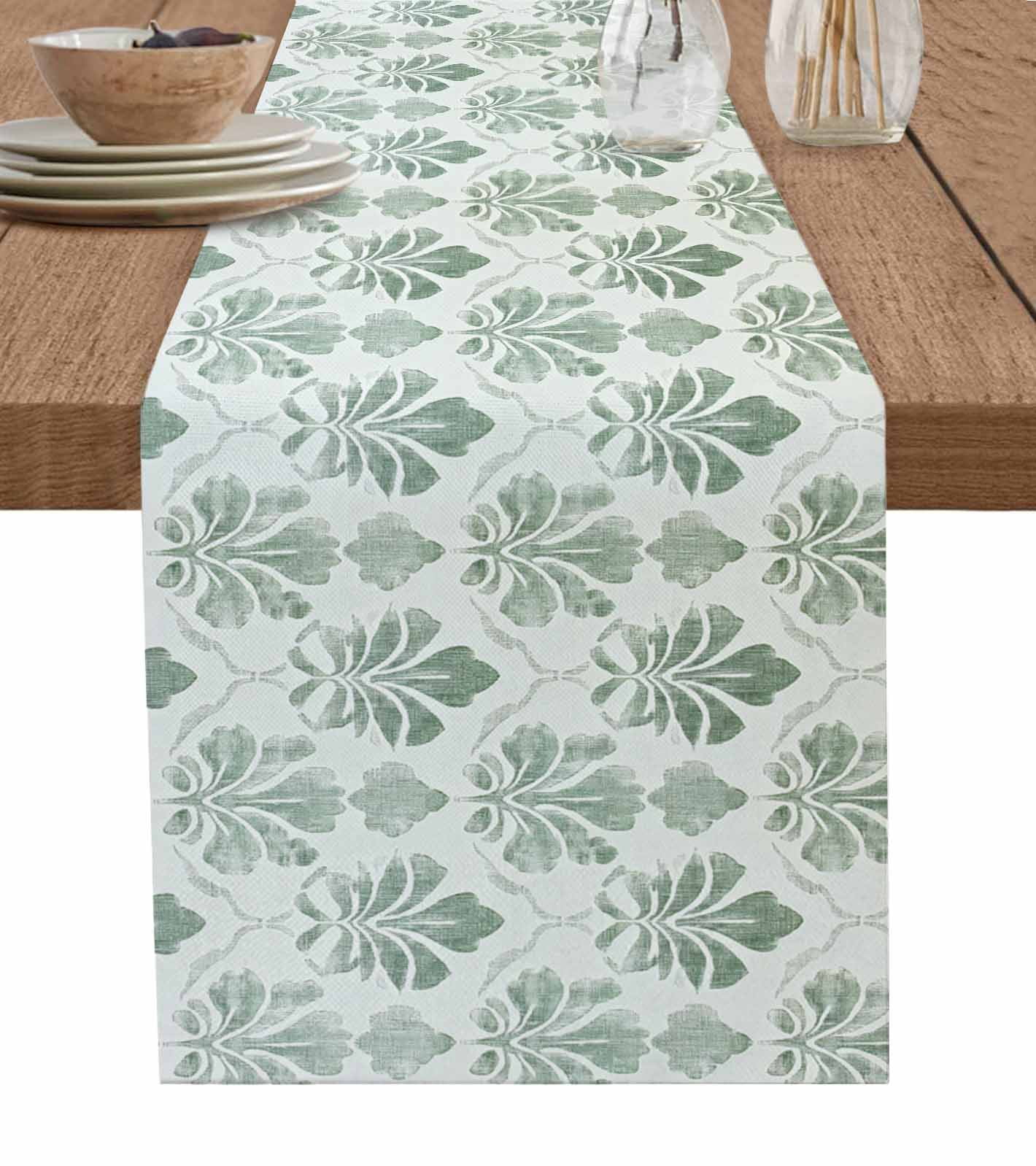 Boanket Sage Green Geometric Table Runner - 90 Inch Long, Kitchen ...