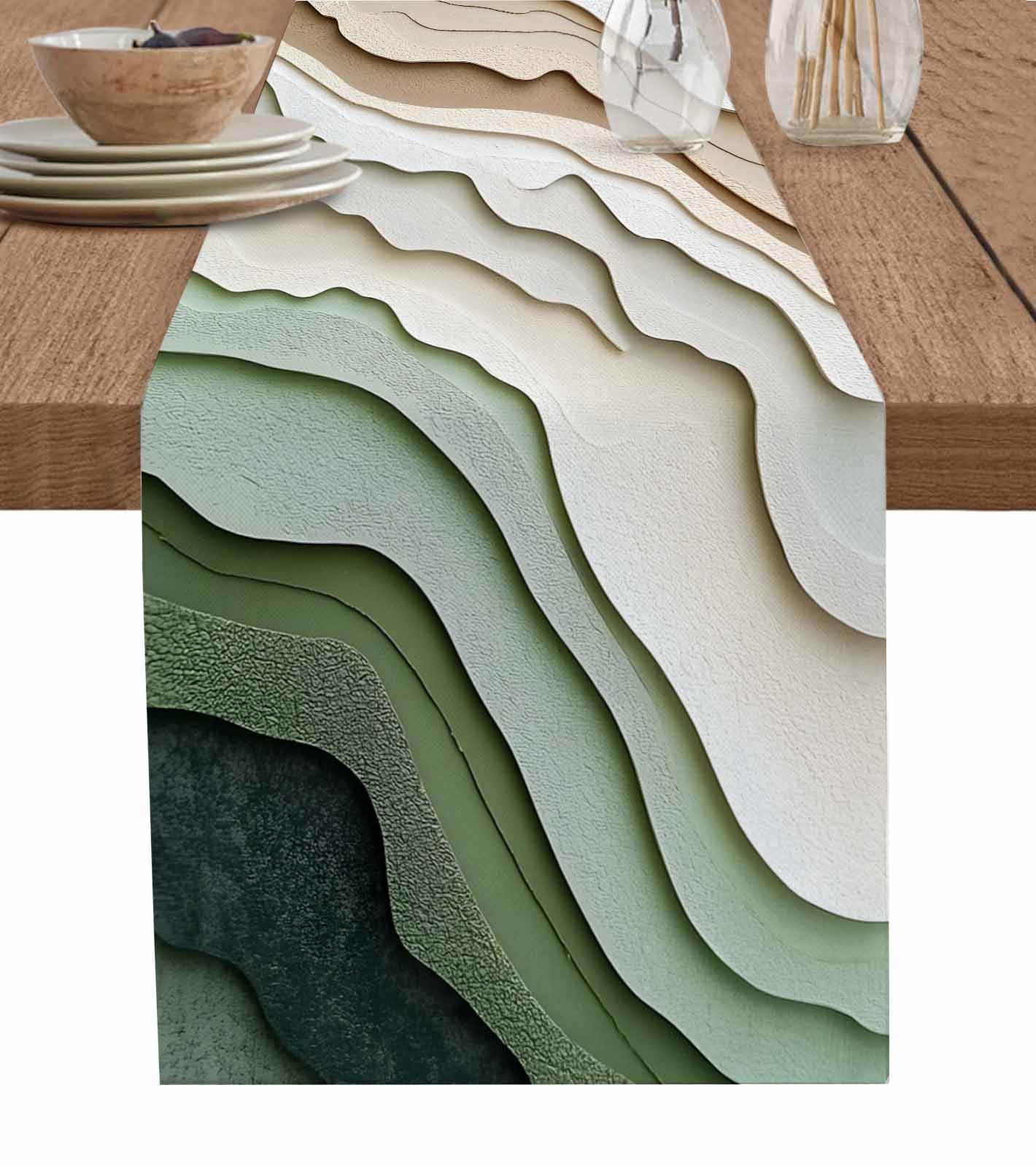 Boanket Sage Green Ombre Table Runner - 36 Inch Long, Kitchen Dining ...