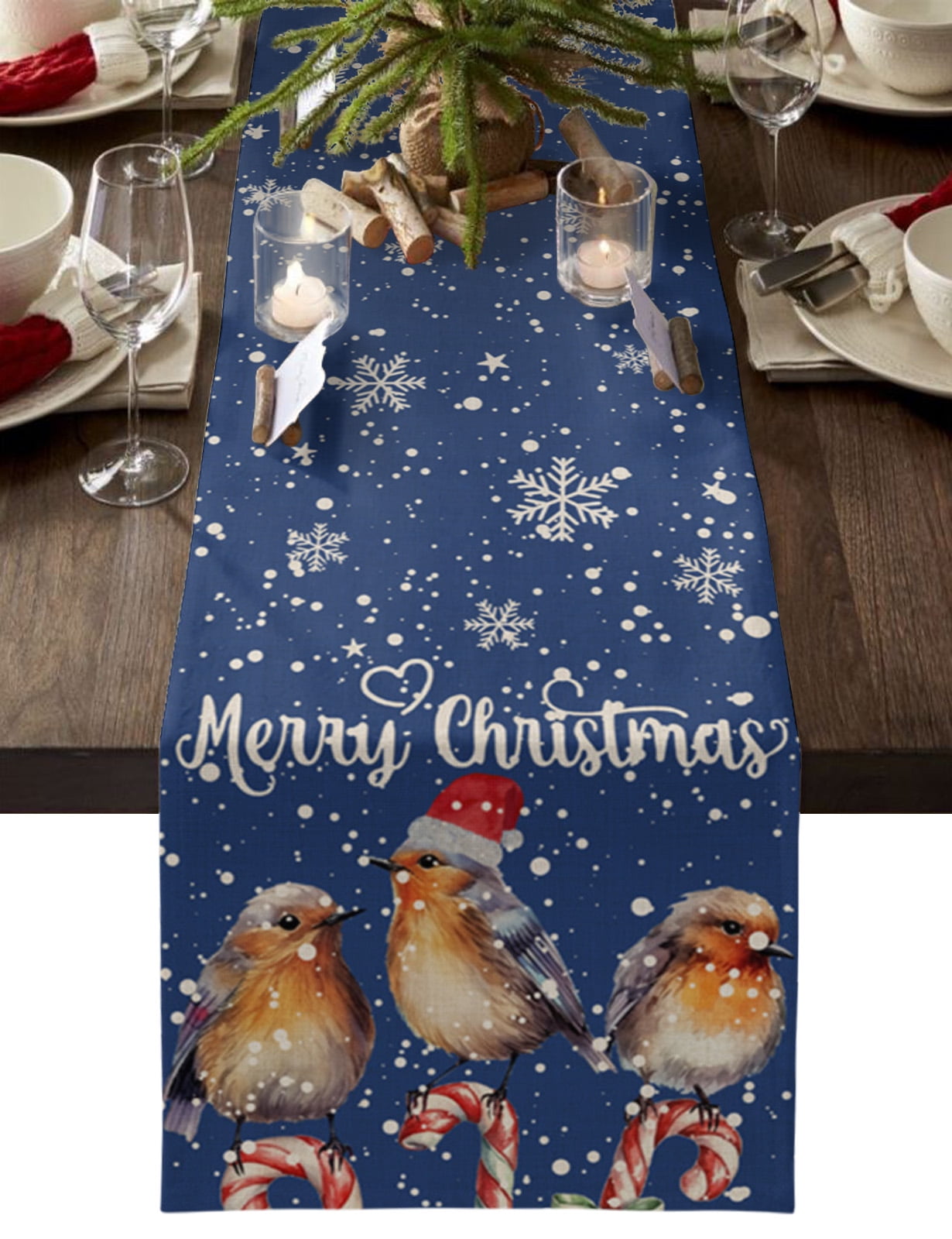 Boanket Snowflake Birds, Table Runner - 70 Inch Long, Kitchen Dining ...