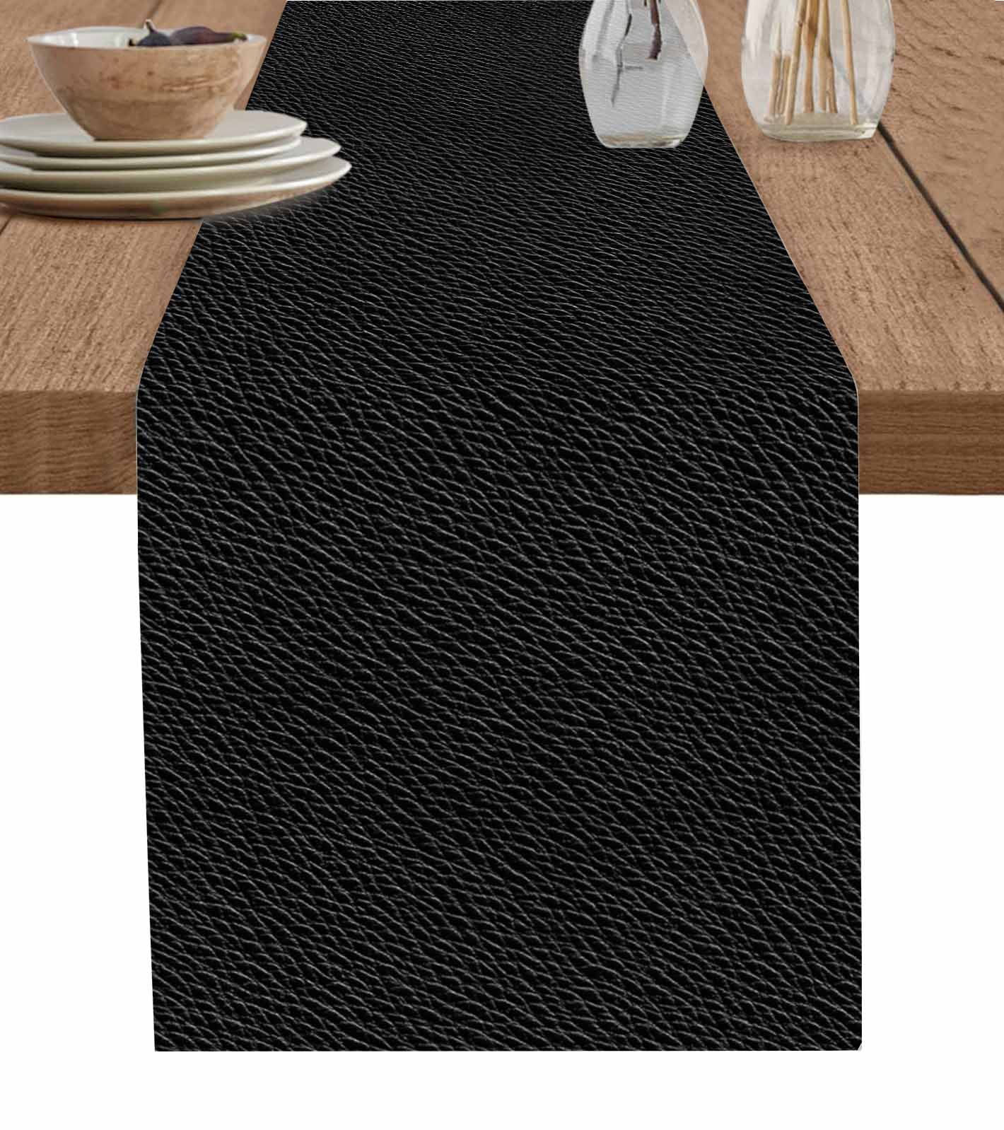 Boanket Solid Black Table Runner - 90 Inch Long, Kitchen Dining Table ...