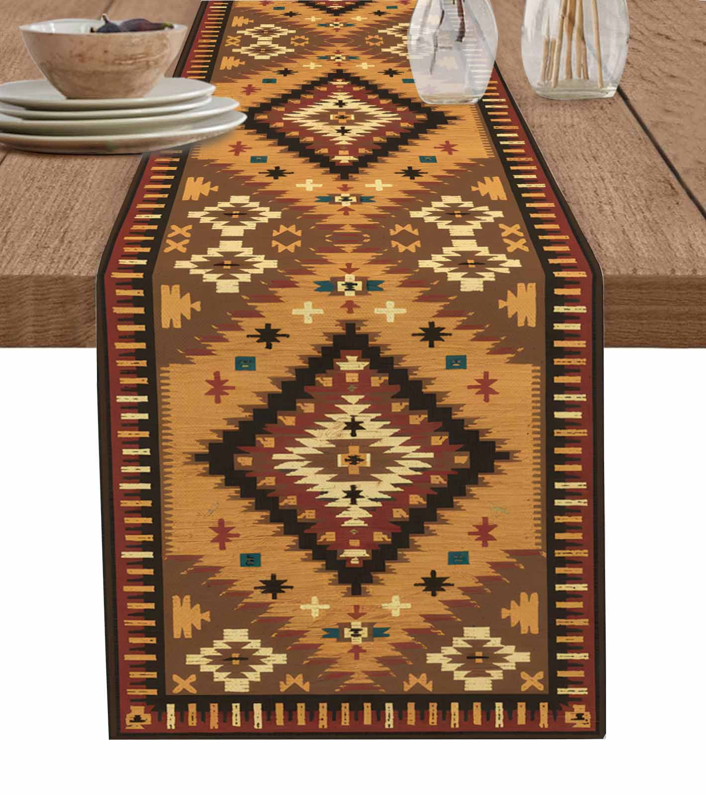 Boanket Southwest Ethnic Table Runner - 120 Inch Long, Kitchen Dining ...