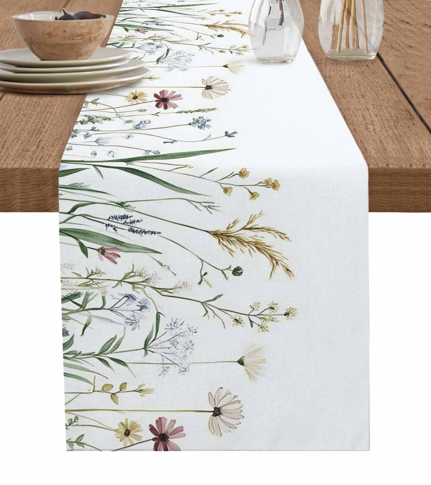 Boanket Spring Botanical Floral Table Runner - 108 Inch Long, Kitchen ...