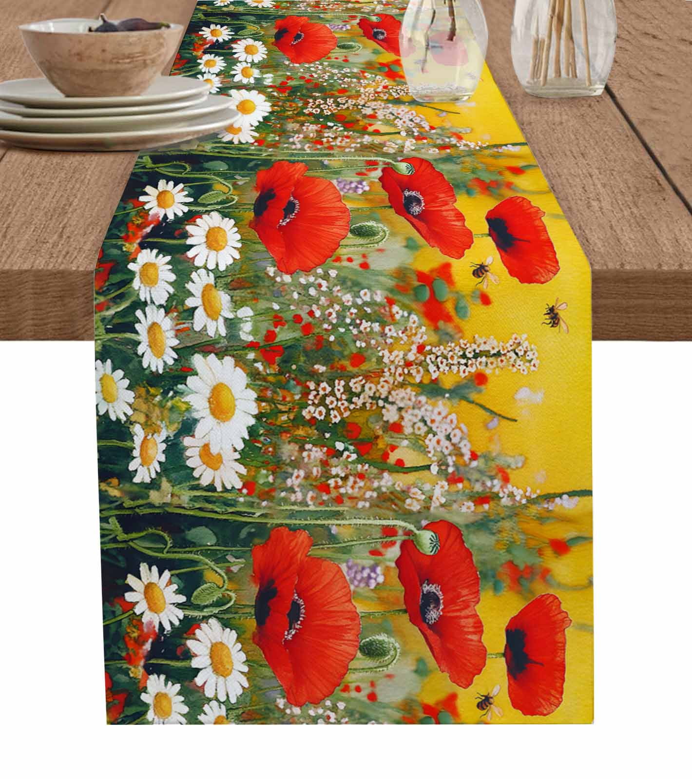 Boanket Spring Botanical Table Runner - 60 Inch Long, Kitchen Dining ...