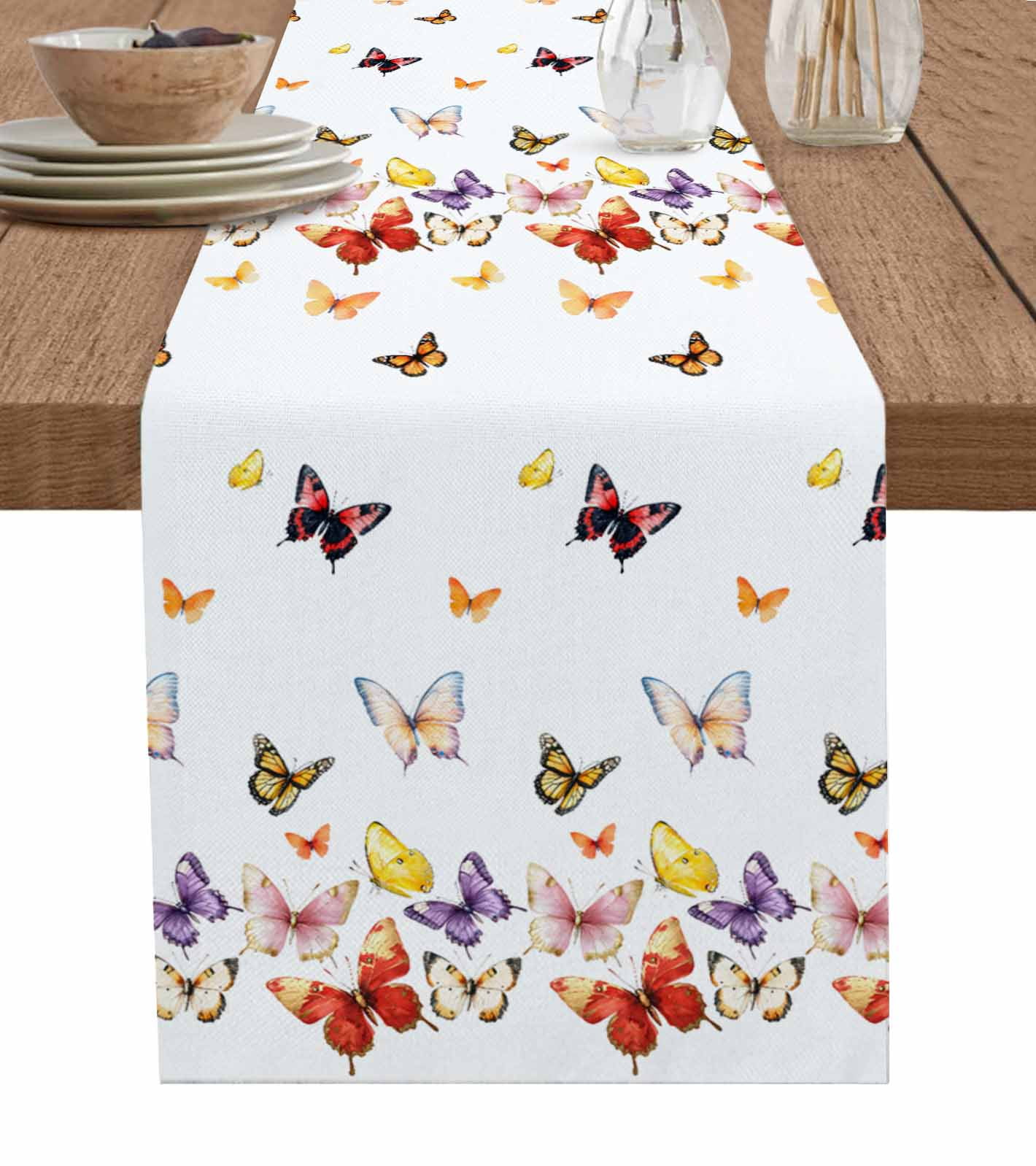 Boanket Spring Butterfly Colorful Table Runner - 48 Inch Long, Kitchen ...