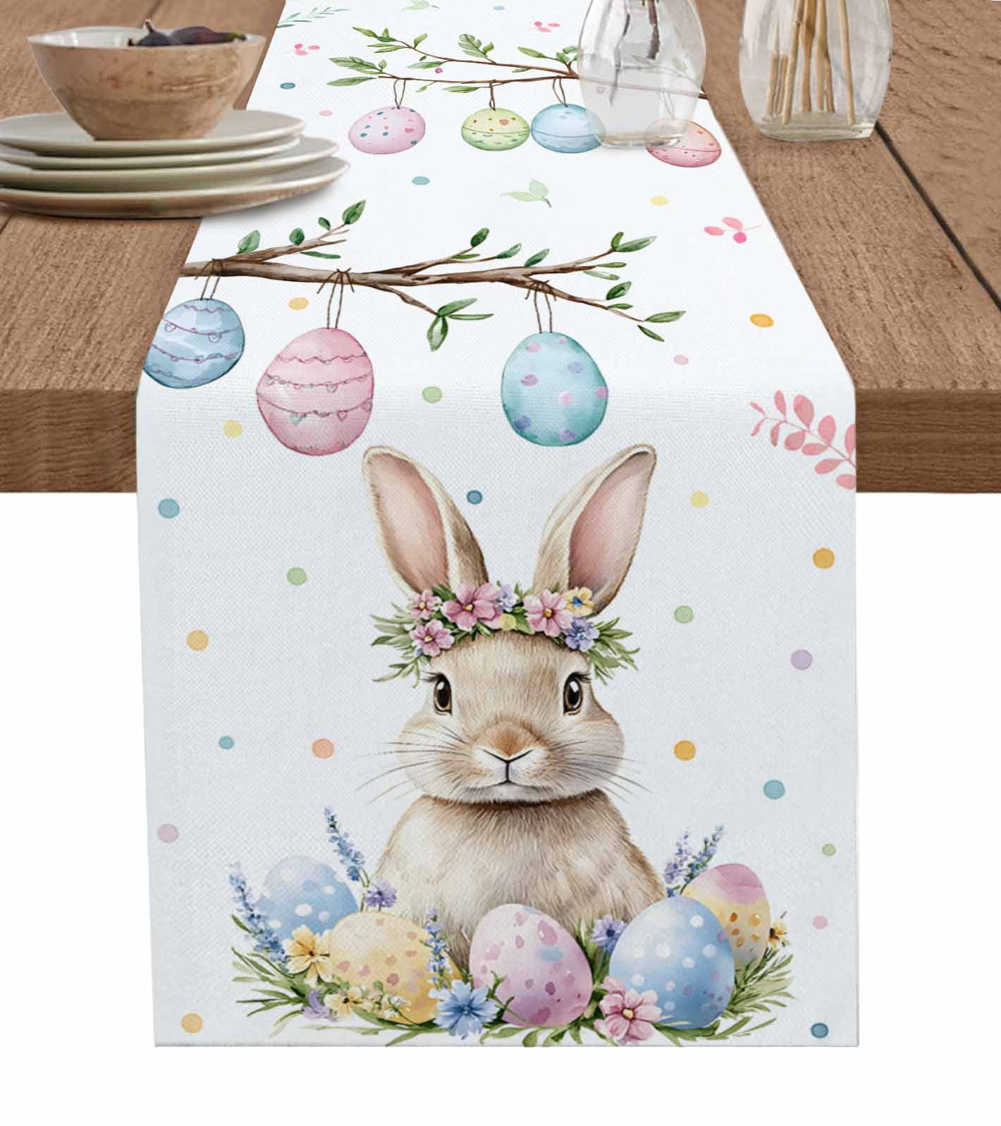 Boanket Spring Easter Bunny Table Runner - 48 Inch Long, Kitchen Dining ...
