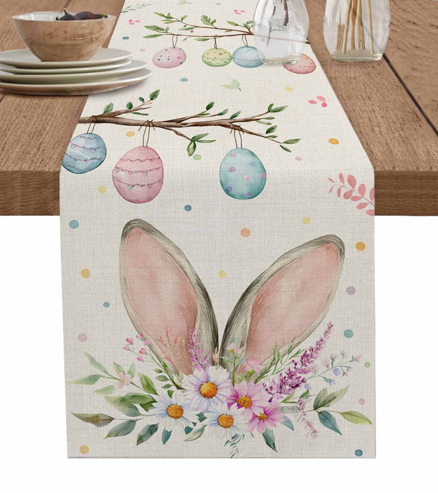 Boanket Spring Easter Table Runner - 120 Inch Long, Kitchen Dining Table Runner Dresser Scarves ...