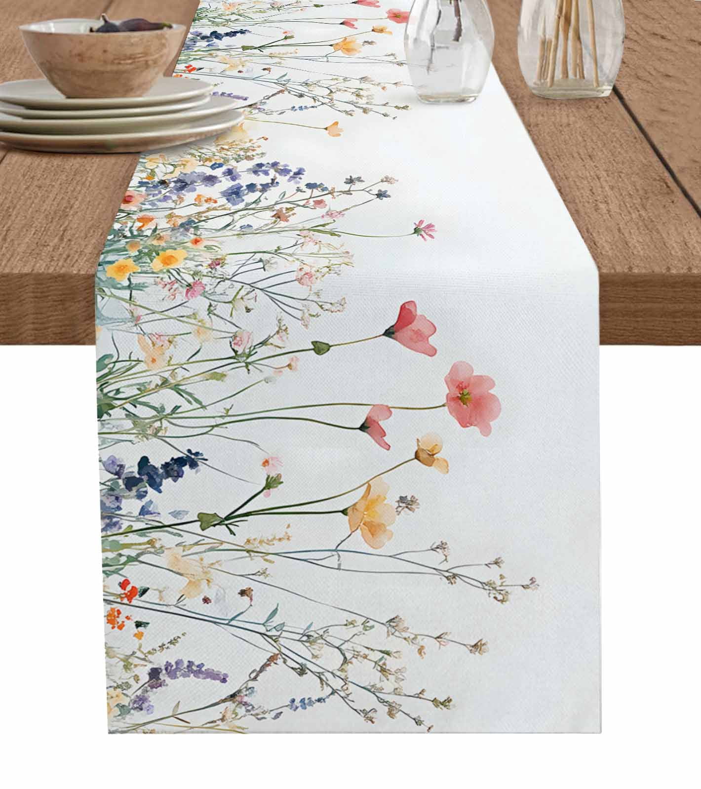 Boanket Spring Floral Botanical Table Runner - 70 Inch Long, Kitchen ...