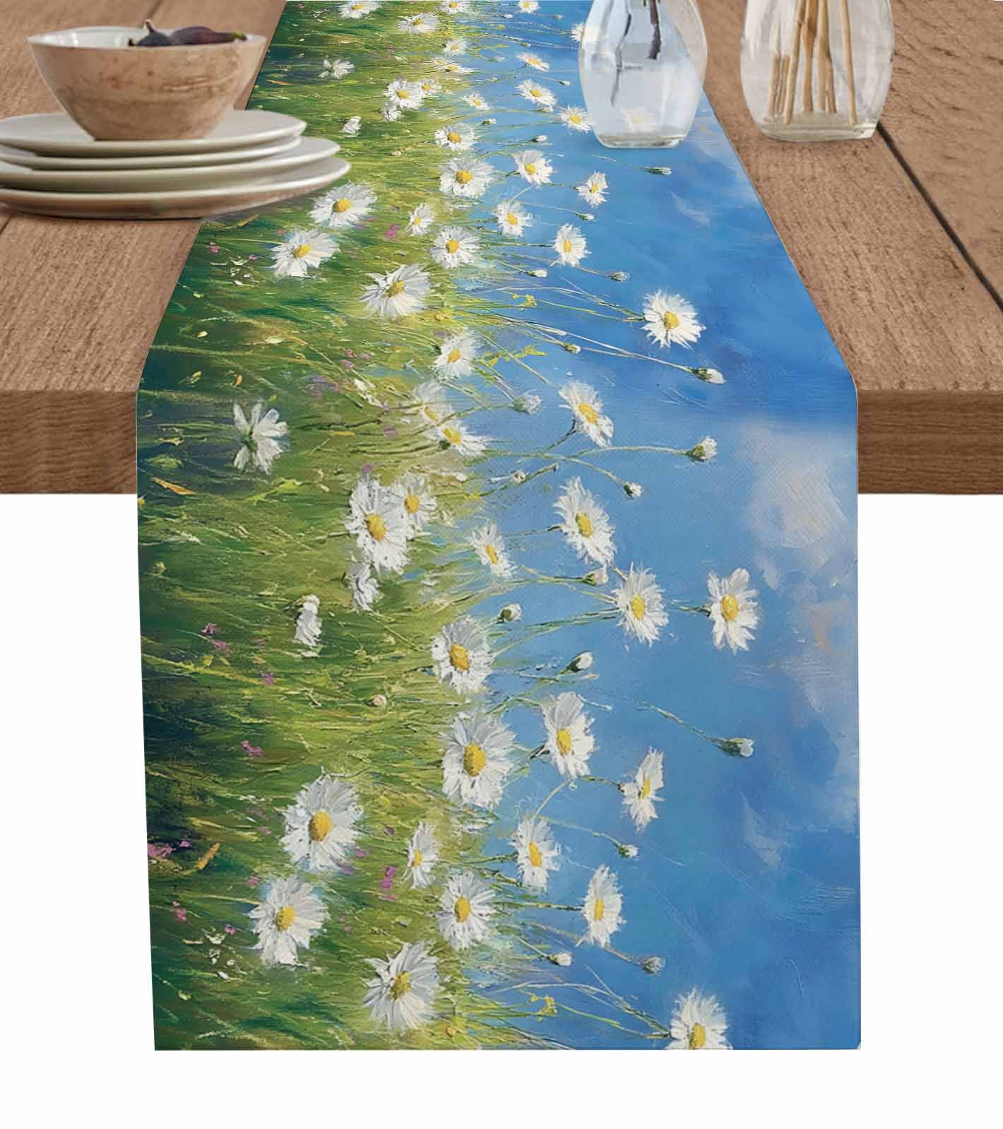 Boanket Spring Floral Table Runner - 108 Inch Long, Kitchen Dining ...