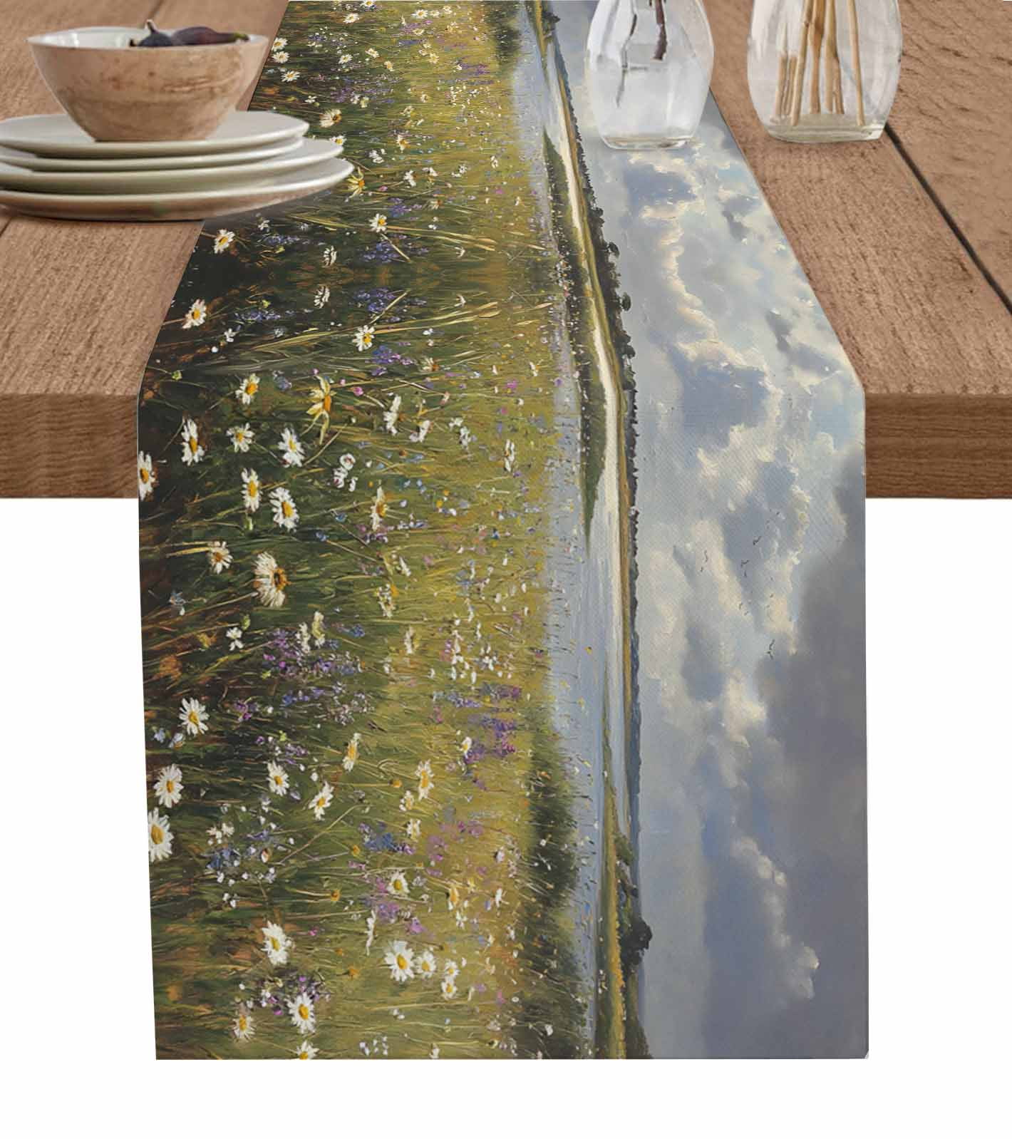 Boanket Spring Floral Table Runner - 108 Inch Long, Kitchen Dining ...