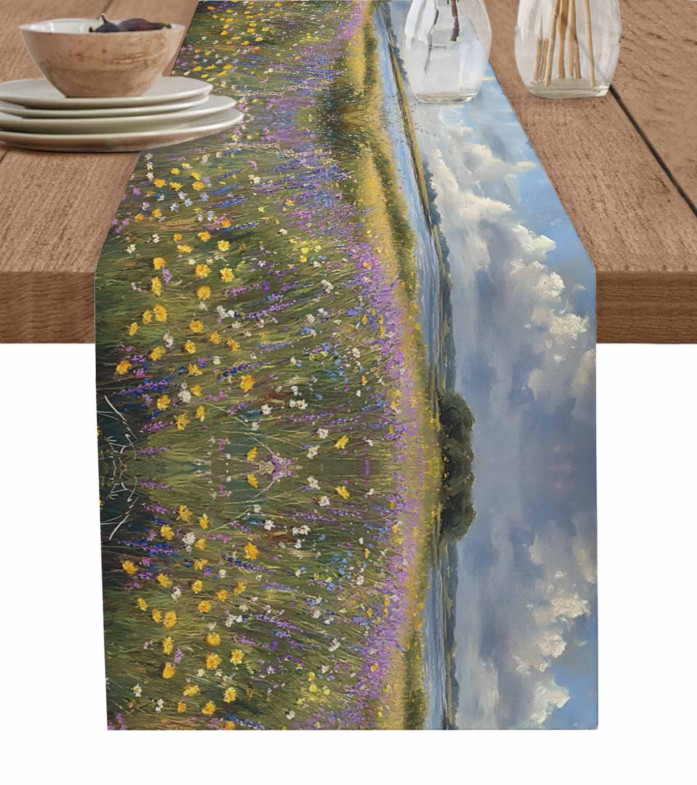 Boanket Spring Floral Table Runner - 48 Inch Long, Kitchen Dining Table ...