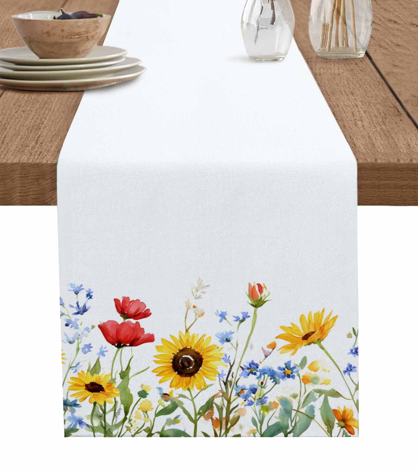 Boanket Spring Floral Table Runner - 48 Inch Long, Kitchen Dining Table ...