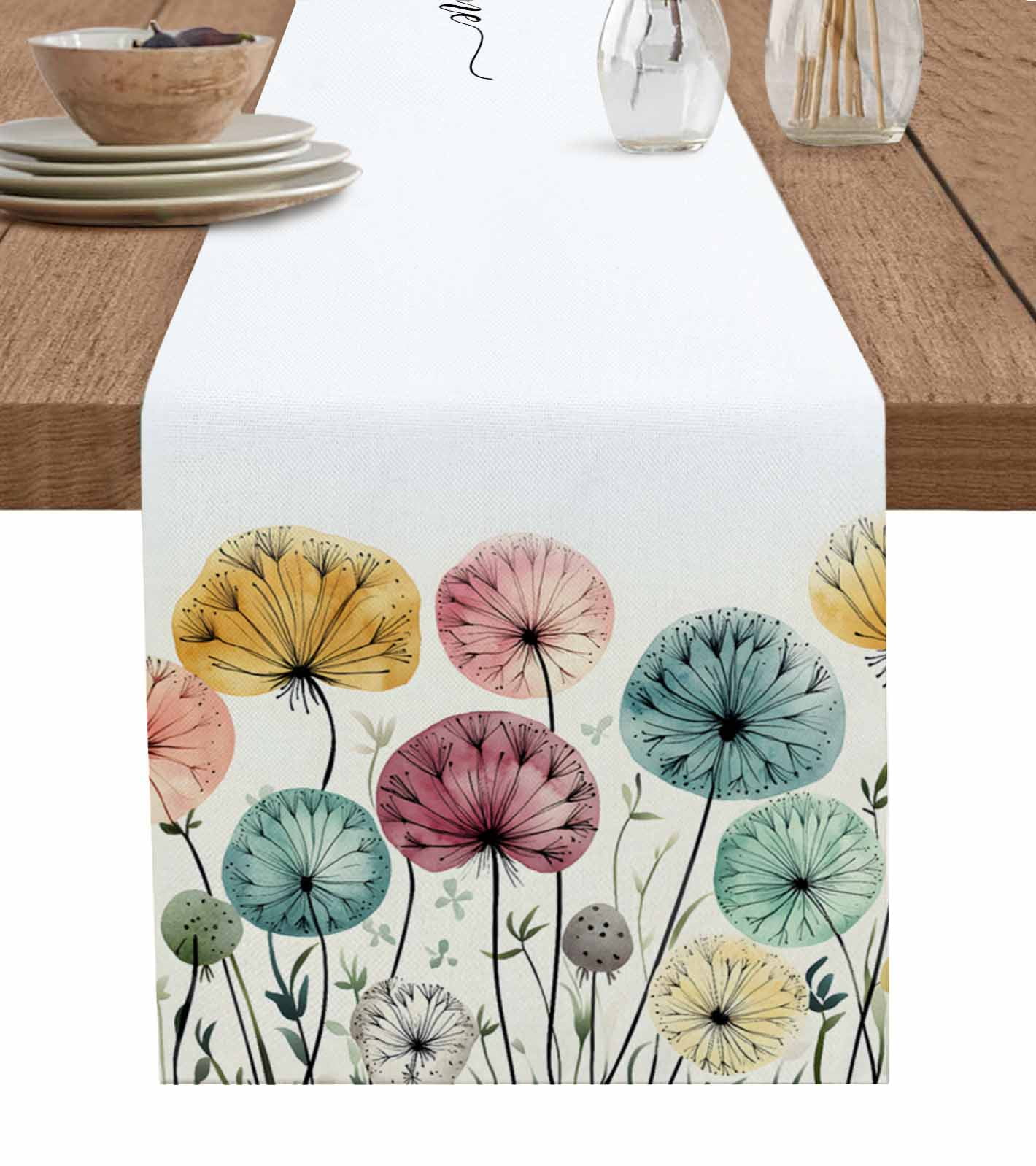 Boanket Spring Floral Table Runner - 60 Inch Long, Kitchen Dining Table ...