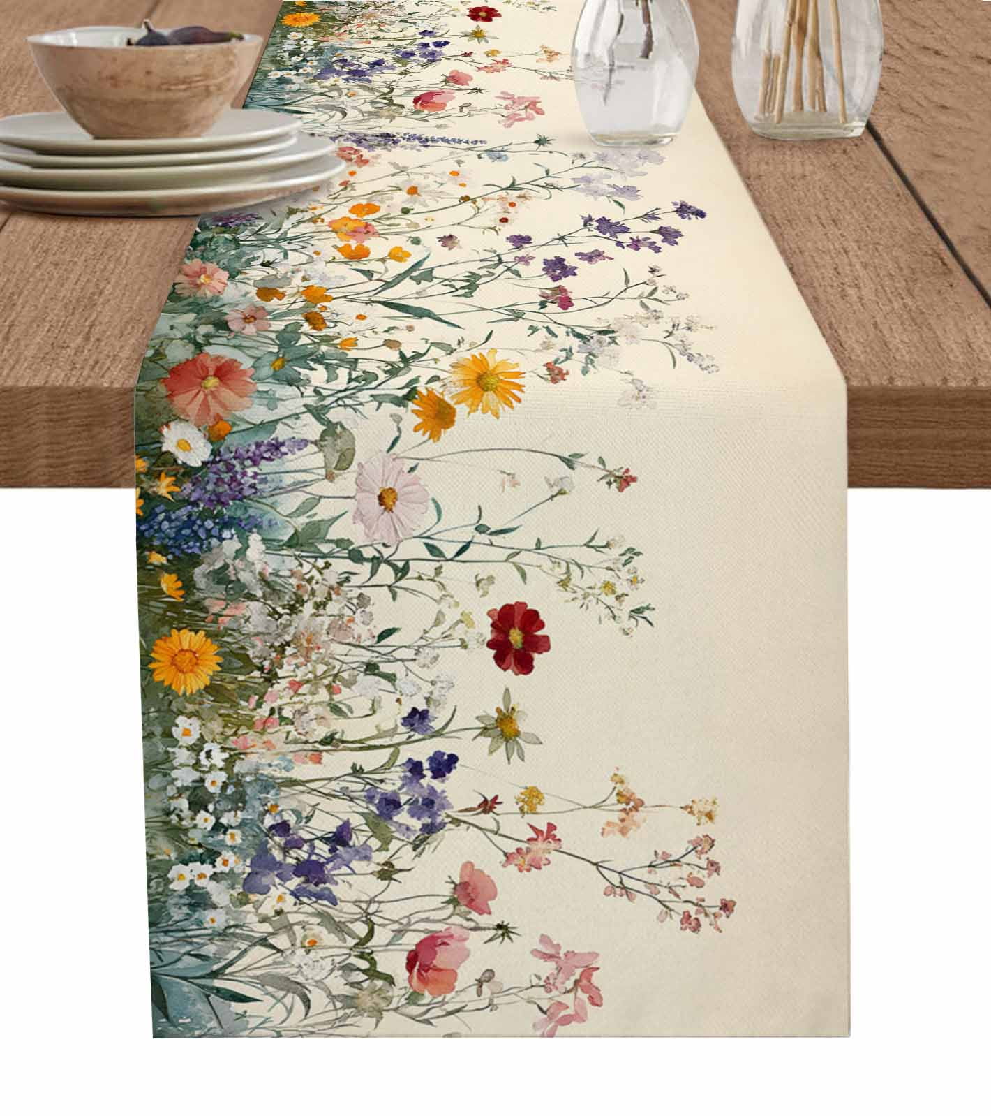 Boanket Spring Floral Table Runner - 70 Inch Long, Kitchen Dining Table ...
