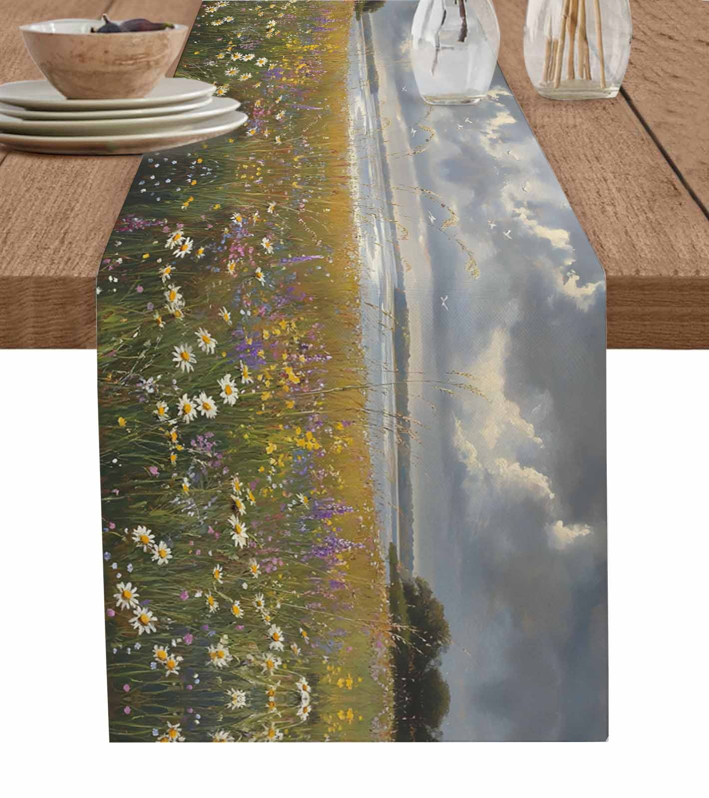 Boanket Spring Floral Table Runner - 70 Inch Long, Kitchen Dining Table ...