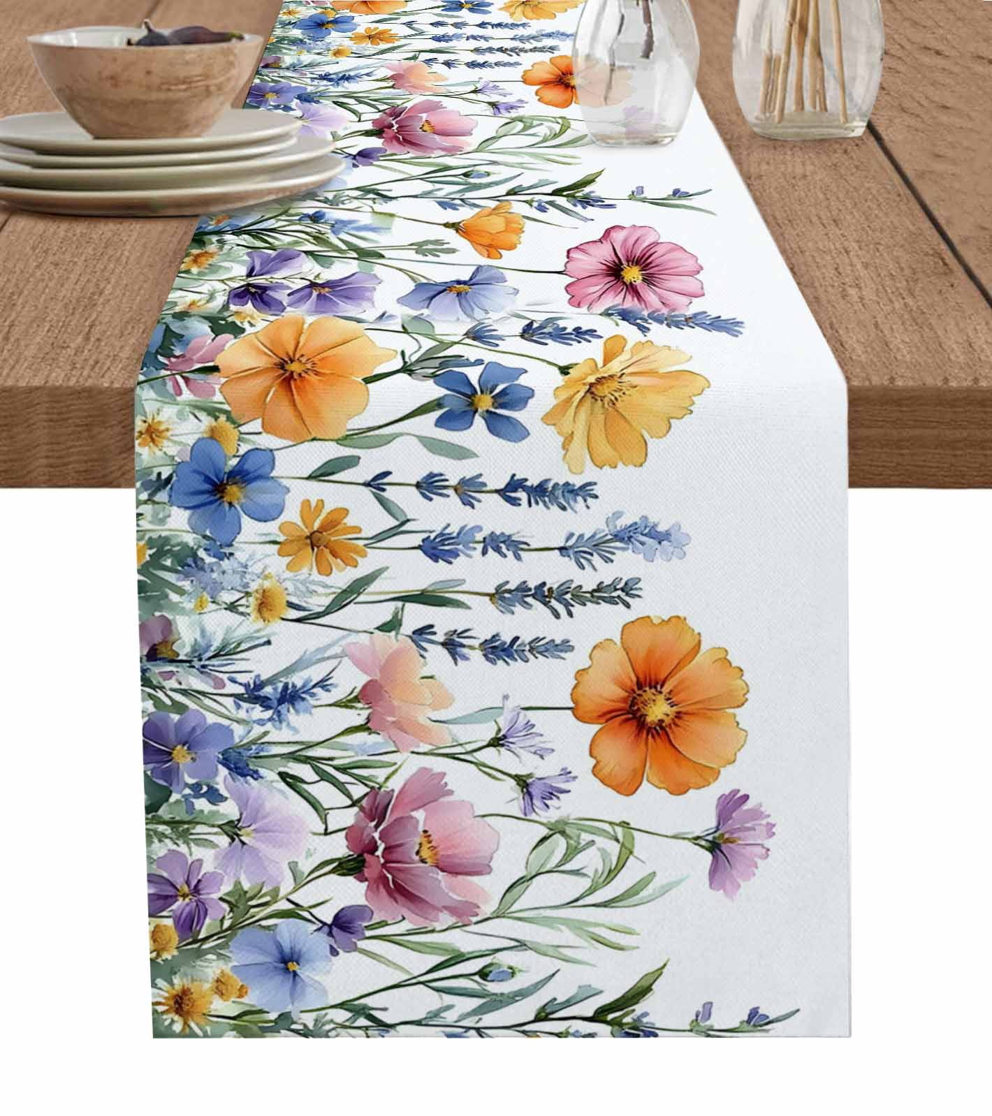 Boanket Spring Floral Table Runner - 72 Inch Long, Kitchen Dining Table ...
