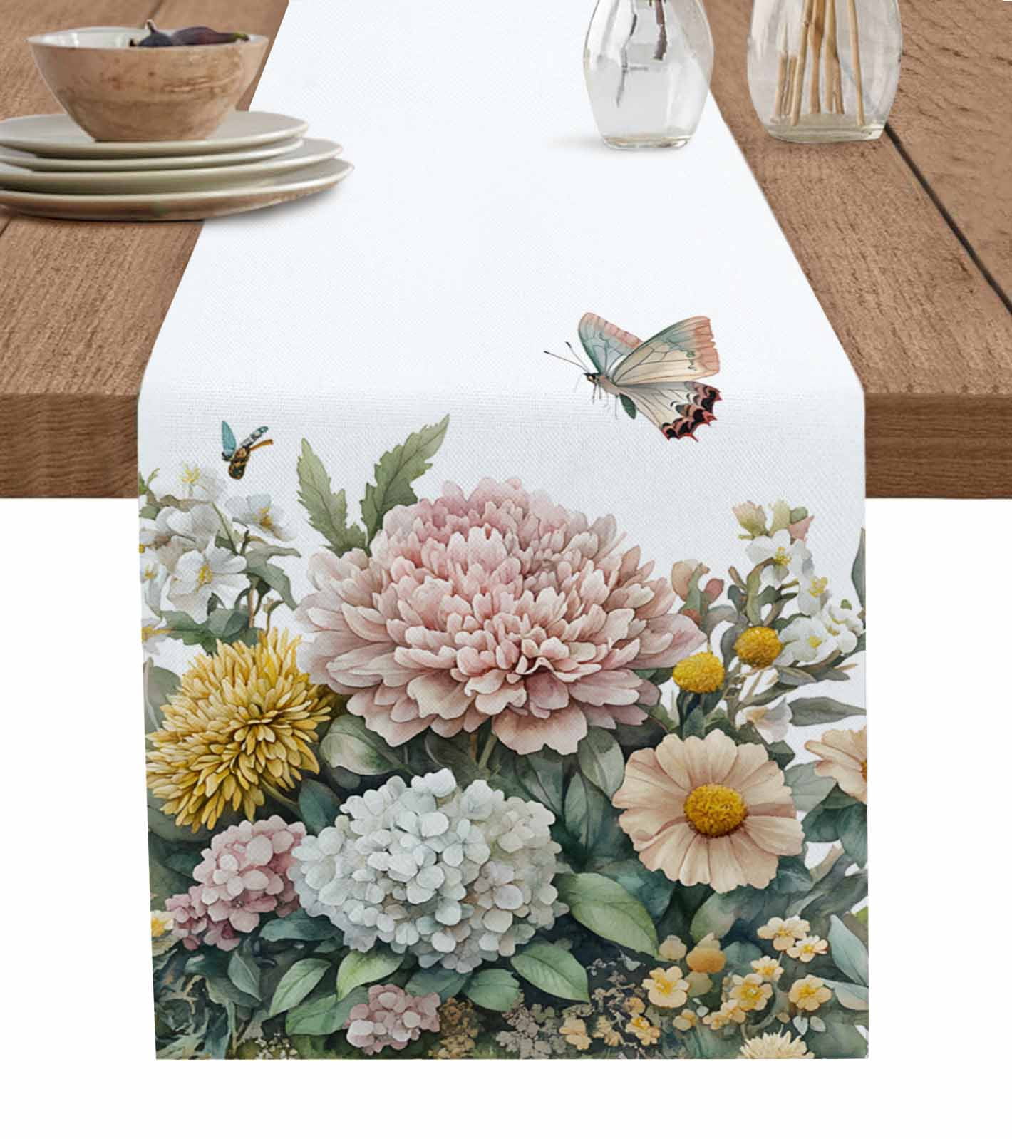 Boanket Spring Floral Table Runner - 72 Inch Long, Kitchen Dining Table ...