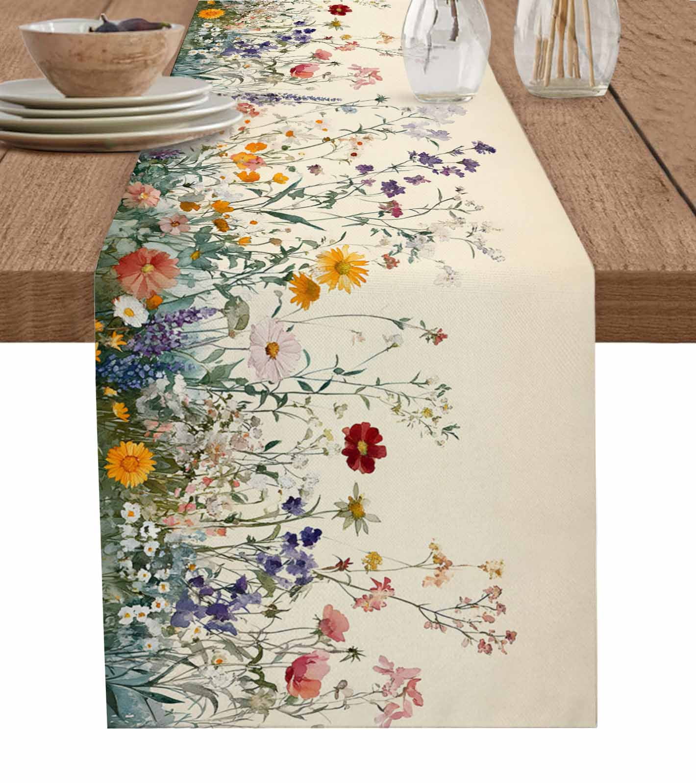 Boanket Spring Floral Table Runner - 90 Inch Long, Kitchen Dining Table ...