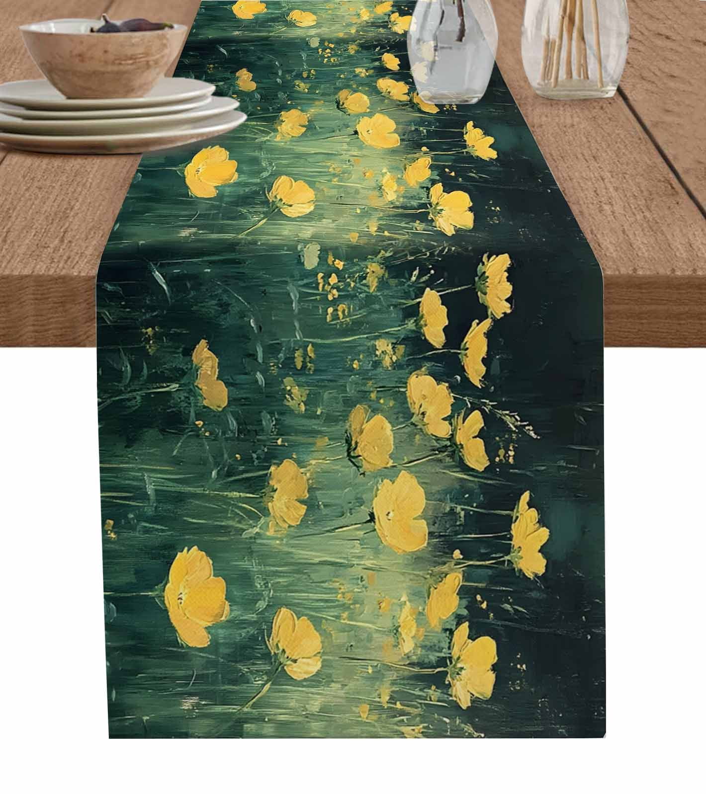 Boanket Spring Floral Table Runner - 90 Inch Long, Kitchen Dining Table ...