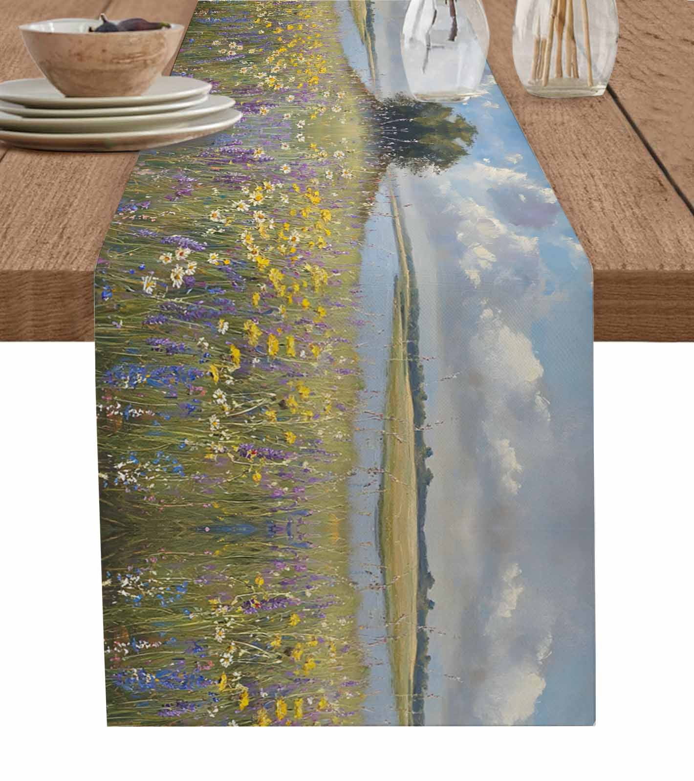Boanket Spring Floral Table Runner - 90 Inch Long, Kitchen Dining Table ...